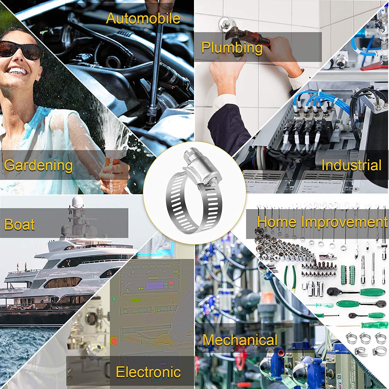 Snapklik.com : WINL 3 Inch Stainless Steel Hose Clamps- 10 Pack SAE 48 ...