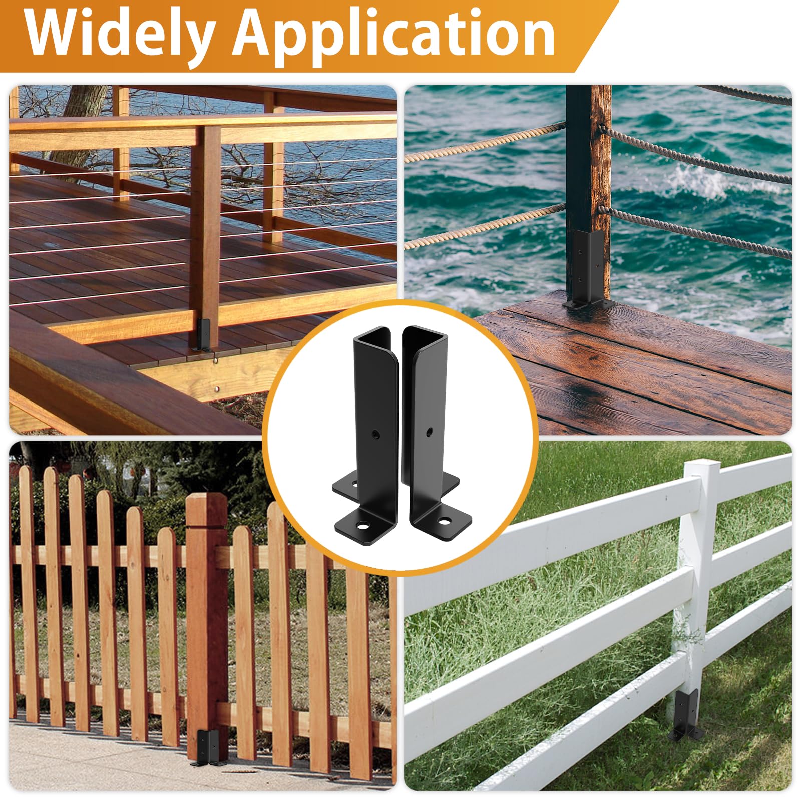 Snapklik.com : 8 Pcs Adjustable Deck Post Anchor Brackets - Fit 1.5x1.5 ...