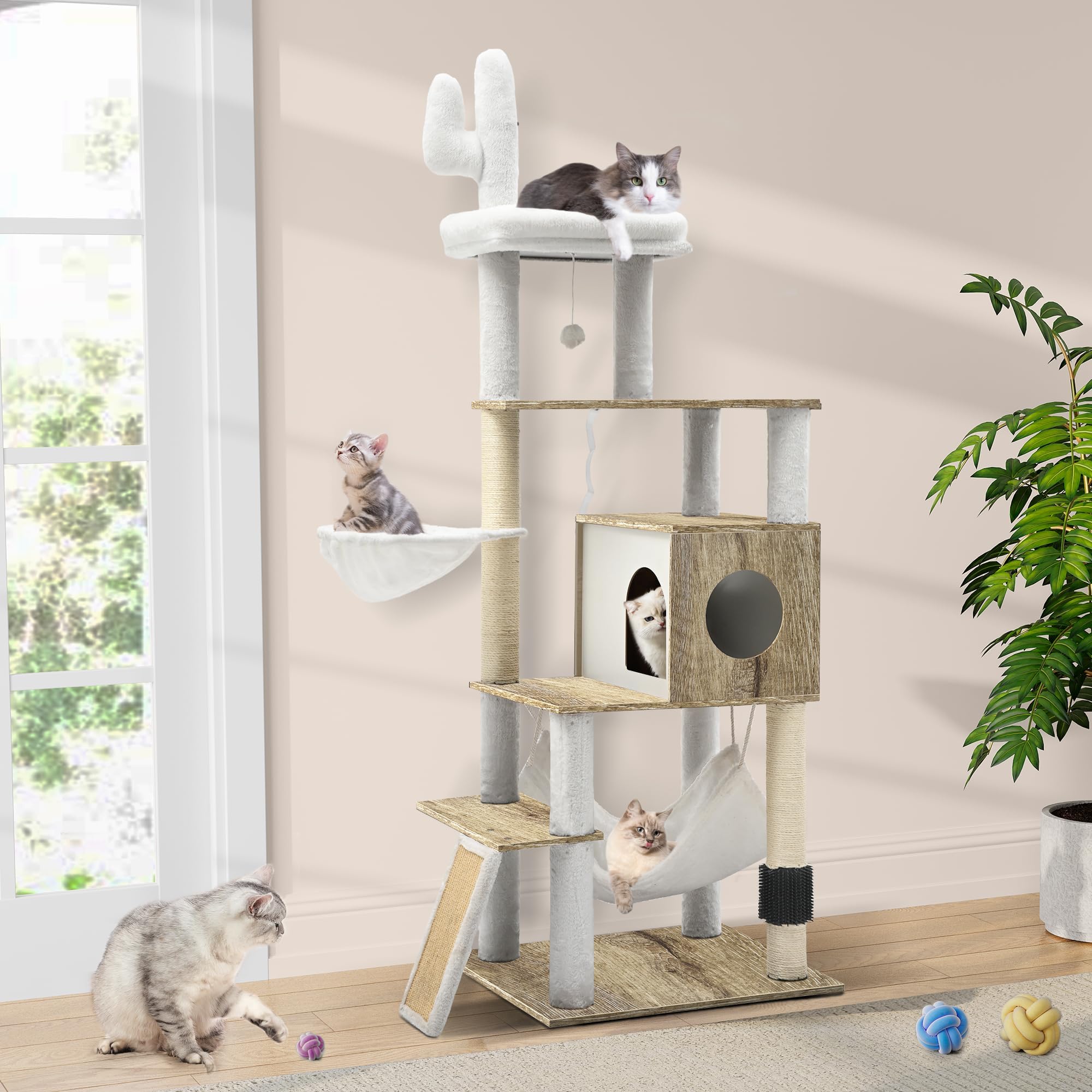 Amazon.com : CASSAIO Cat Tree for Indoor Cats Modern Cat Tree Wood Cat ...