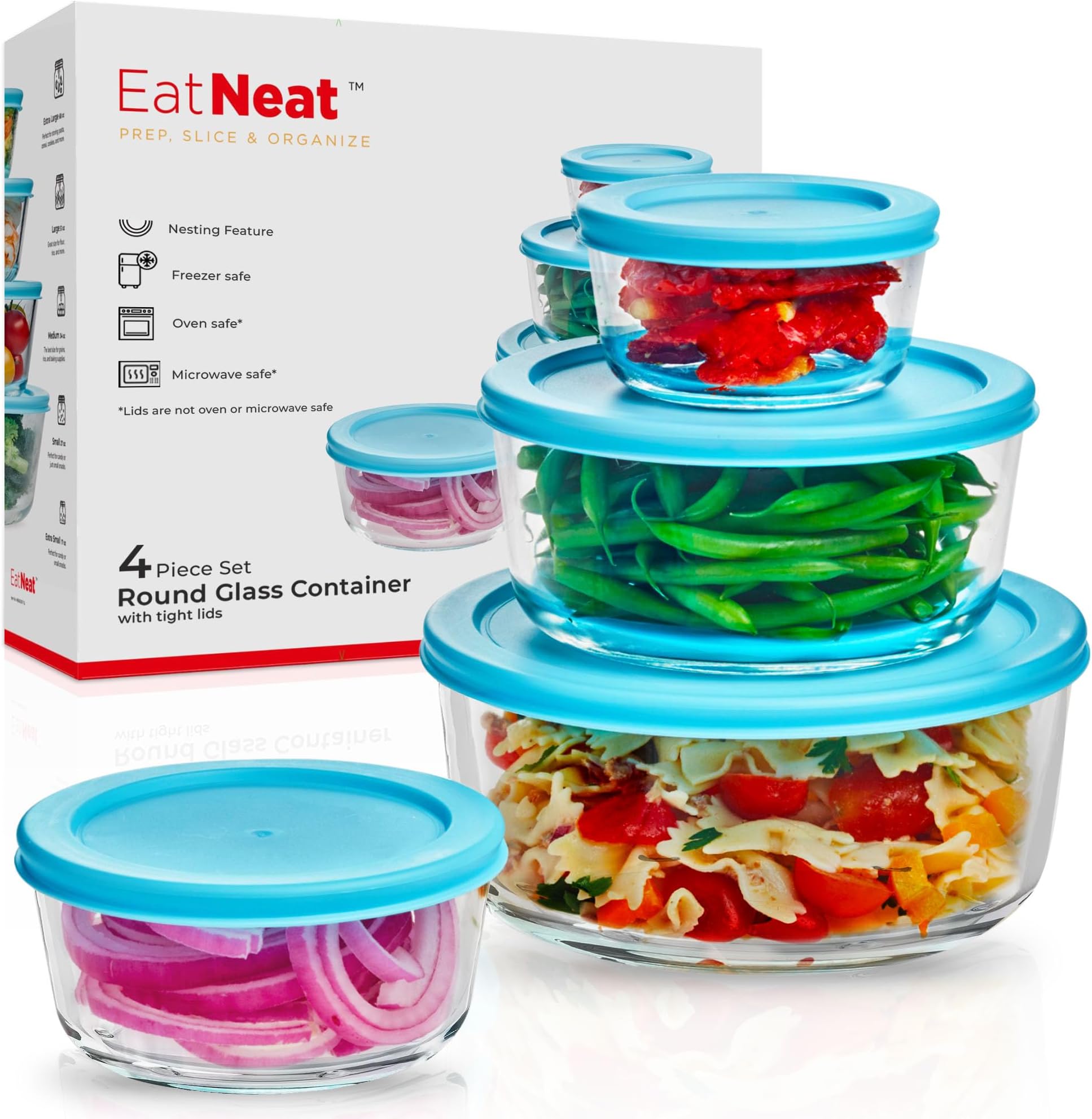 Amazon.com: Simax Round Glass Containers With Lids: Borosilicate Glass ...