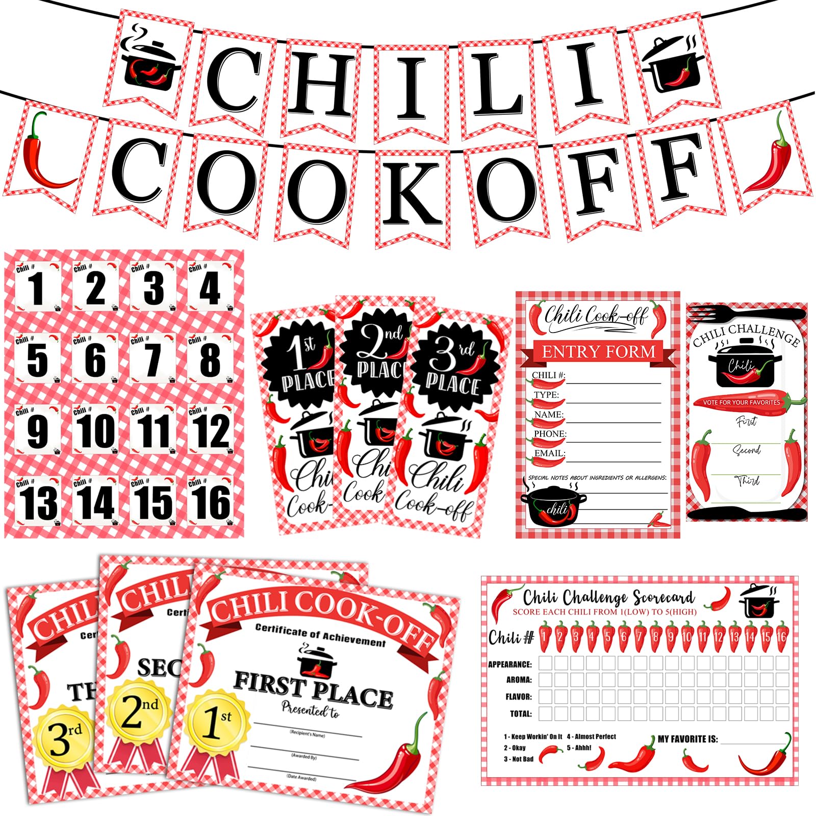 Amazon.com: Chili Cook Off Contest Party Packet,Chili Cook off Banner ...