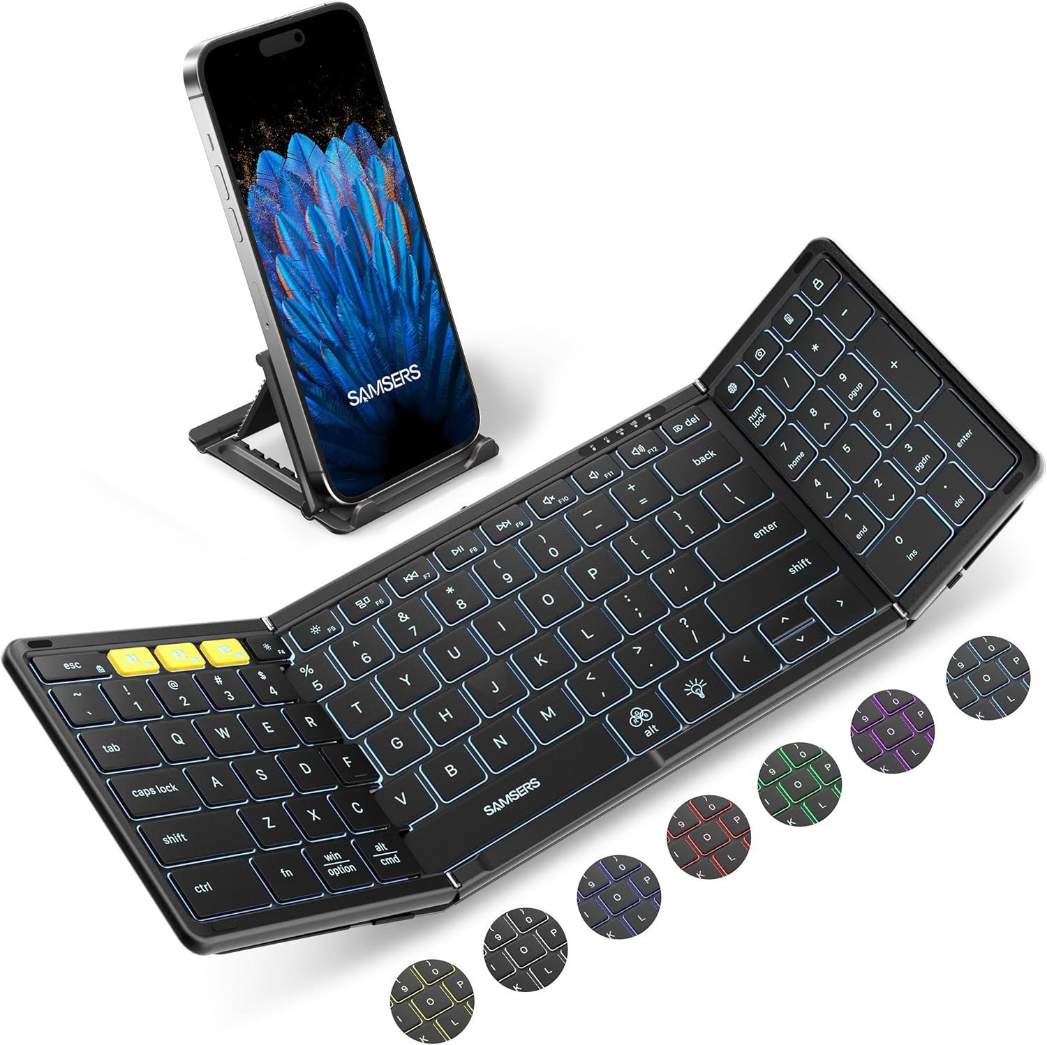 Amazon.com: Samsers Foldable Bluetooth Keyboard with Numeric Keypad ...