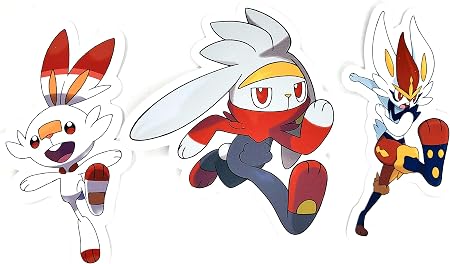 Amazon.com: Scorbunny, Raboot, Cinderace - 3 Vinyl Sticker Evolution ...