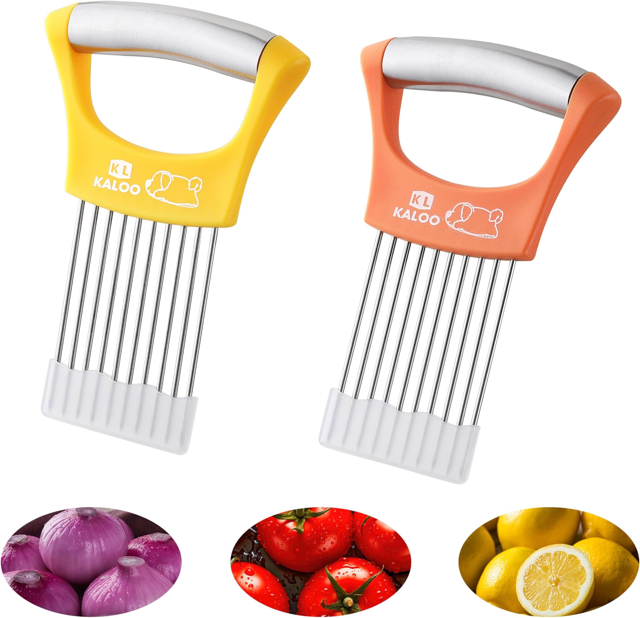 Amazon.com: 2PCS Onion Slicer Holder, JJOO Stainless Steel Onion Cutter ...