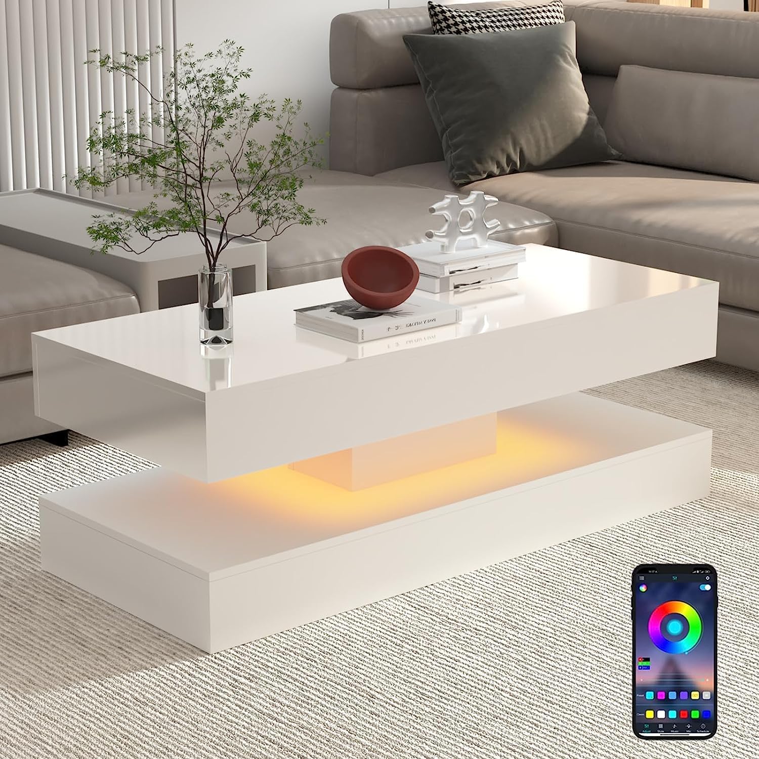 Scotrade New Elegent LED Infinity Coffee Table - White & Black ...