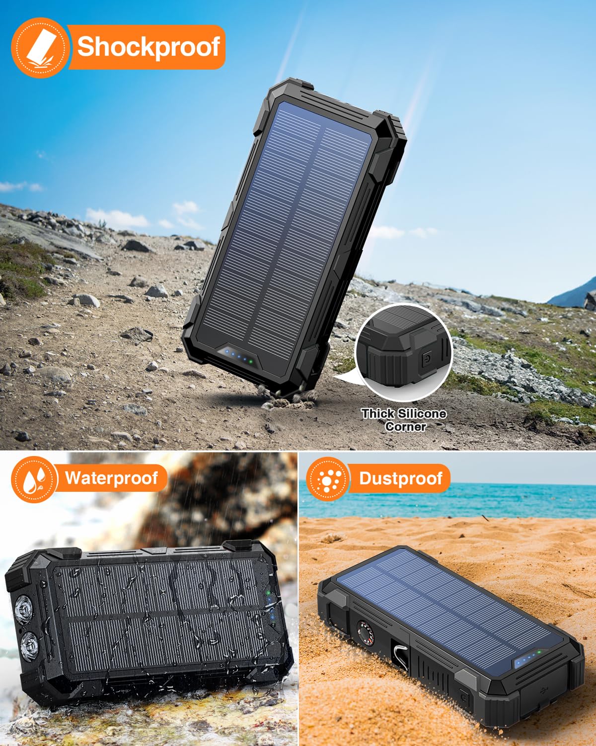 Snapklik.com : GOODaaa Solar Power Bank, 42800mAh Portable Charger 20W ...