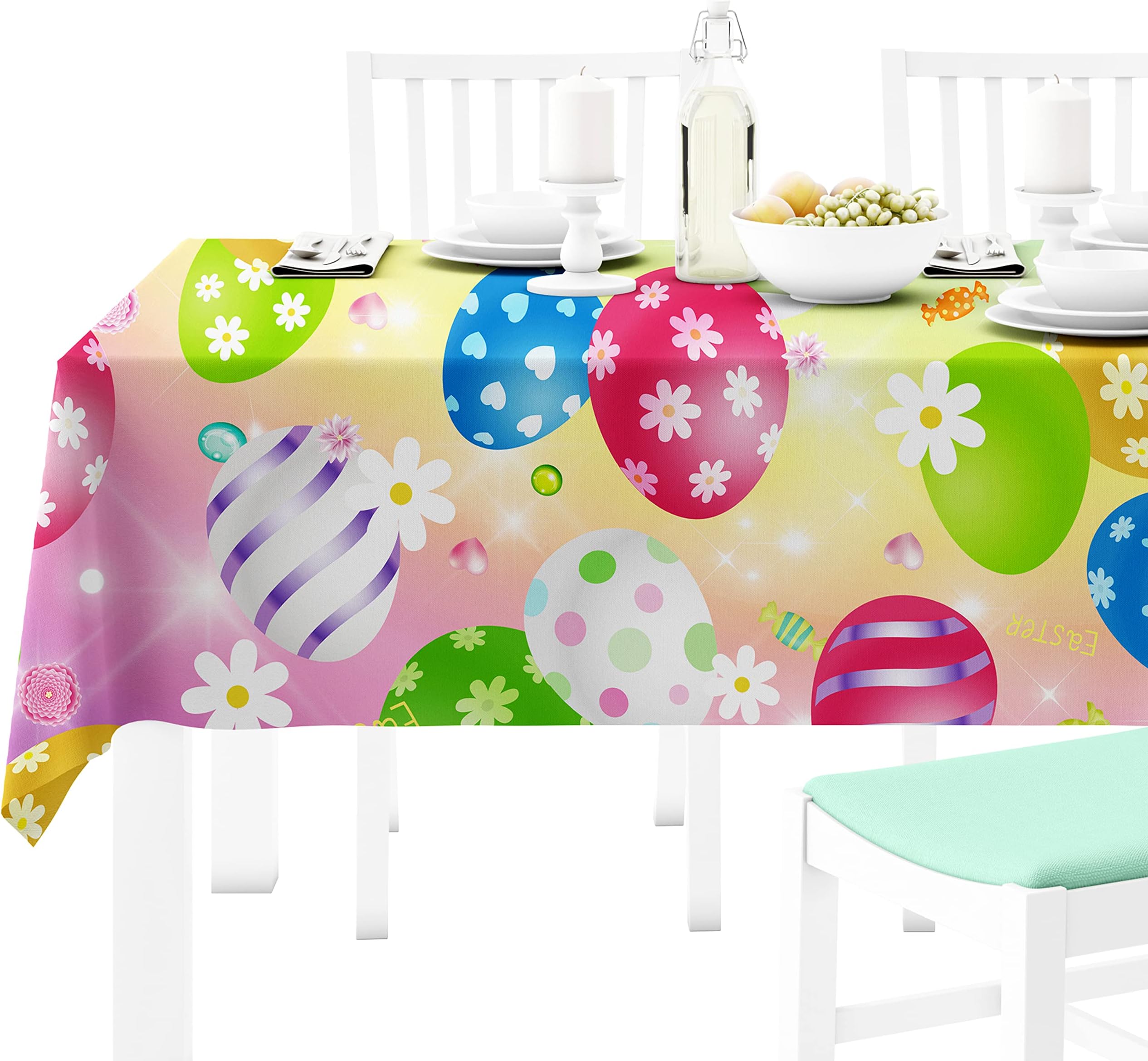 Amazon.com: HAKOTI Happy Easter Tablecloth Decoration-3PCS Colorful ...