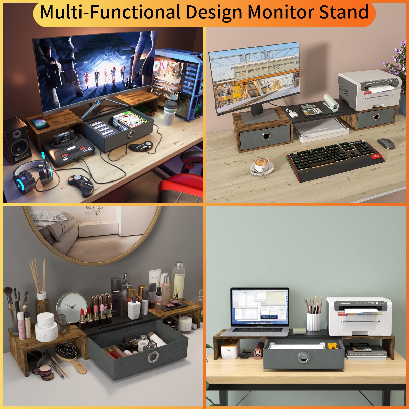WESTREE Monitor Stand Riser with Drawer -Computer Monitor Stand ...