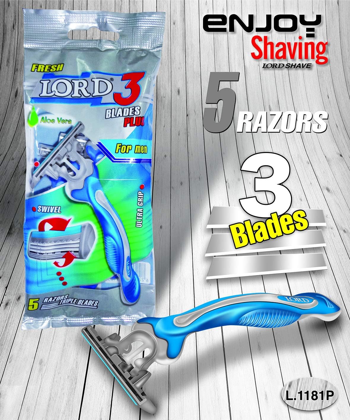 LORD Triple Plus 3 Blade Disposable Razor for Men, Pack of 5: Buy ...