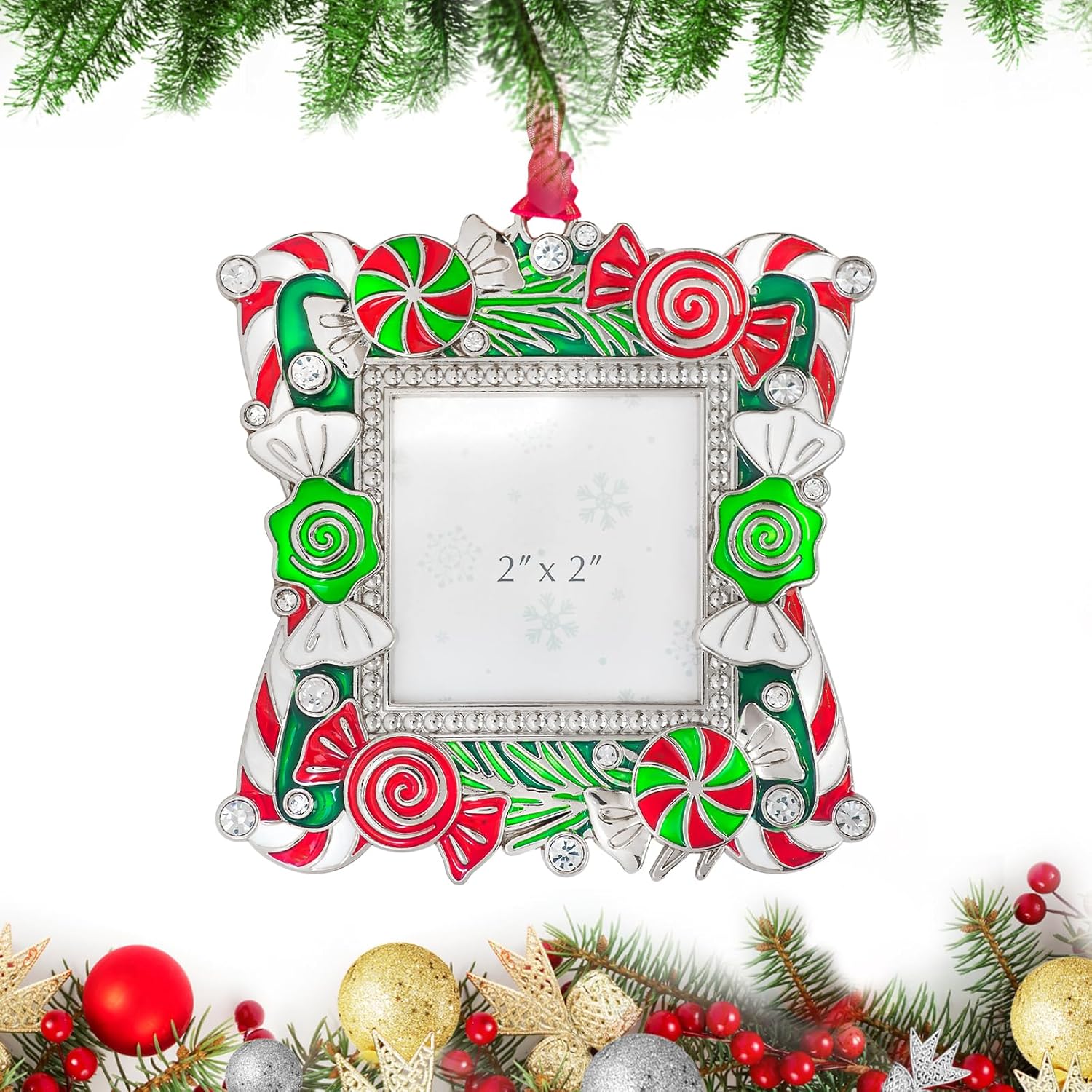 Amazon.com: Personalized Candy Cane Picture Frame for 2x2 Photos ...