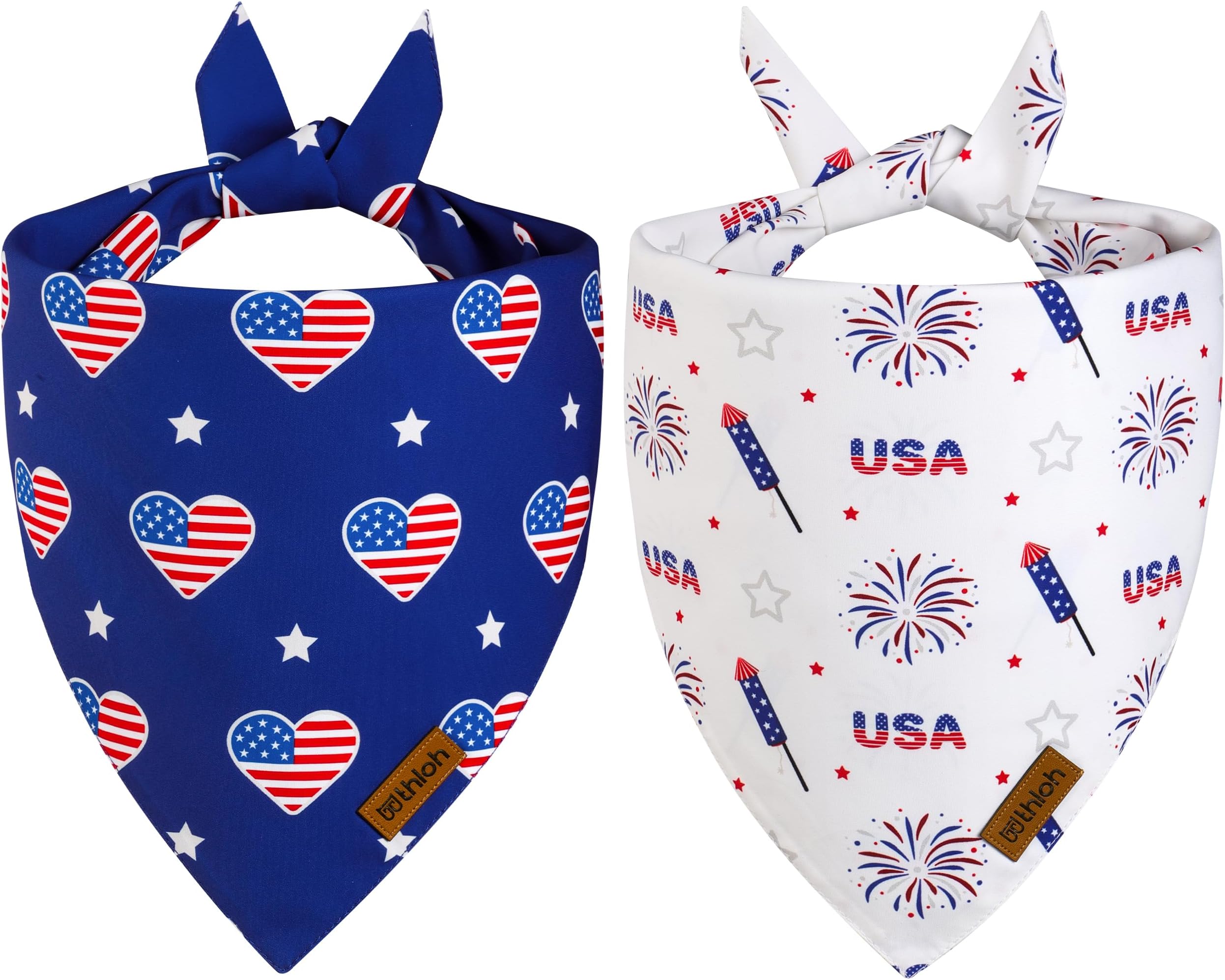 Amazon.com : 4th of July Dog Bandanas 2 Pack, Reversible American Flag ...