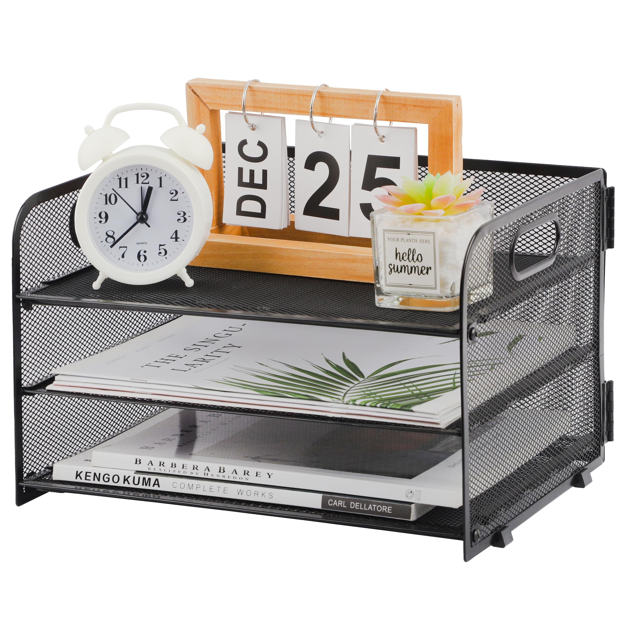 Amazon.com: EASEPRES 3 Trays Paper Organizer with Handle, Mesh Desk ...