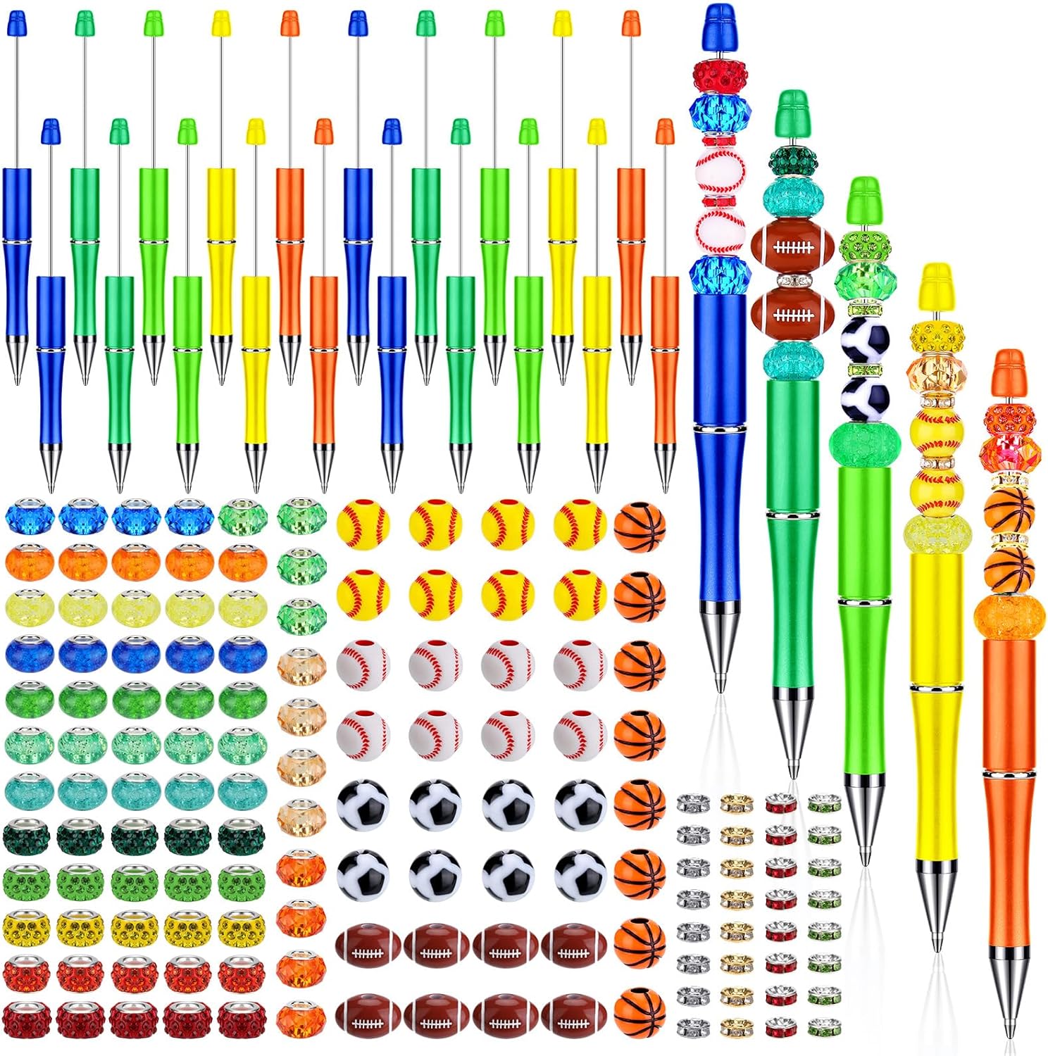 Amazon.com : Kosiz 20 Pcs Plastic Beadable Pens with 140 Pcs Multicolor ...