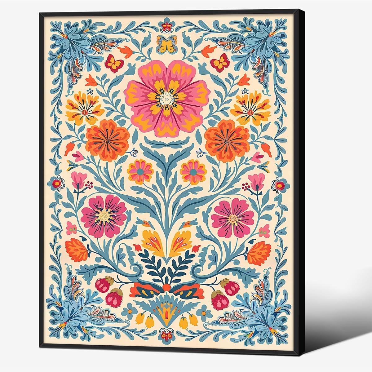 Amazon.com: Blue Mexican Flower Wall Art Tropical Eclectic Floral ...