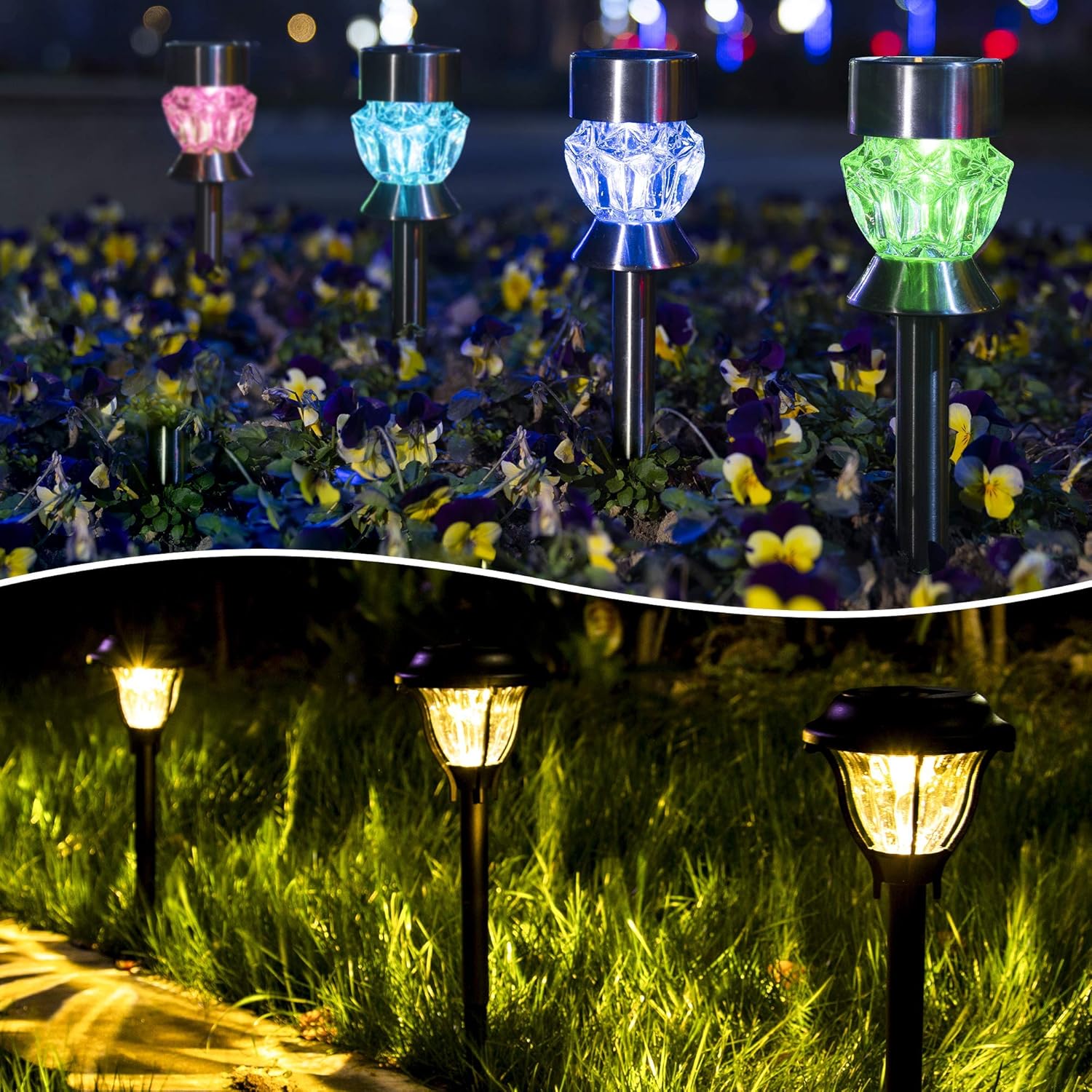 SOLPEX 12 Pack Solar Path Lights,LED Solar Pathway Lights, Waterproof ...