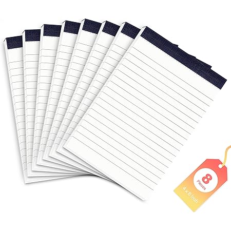 Small Notepads A6 Paper Pads 8 Pack Lined Note Pads A6 Notepad 80 GSM ...