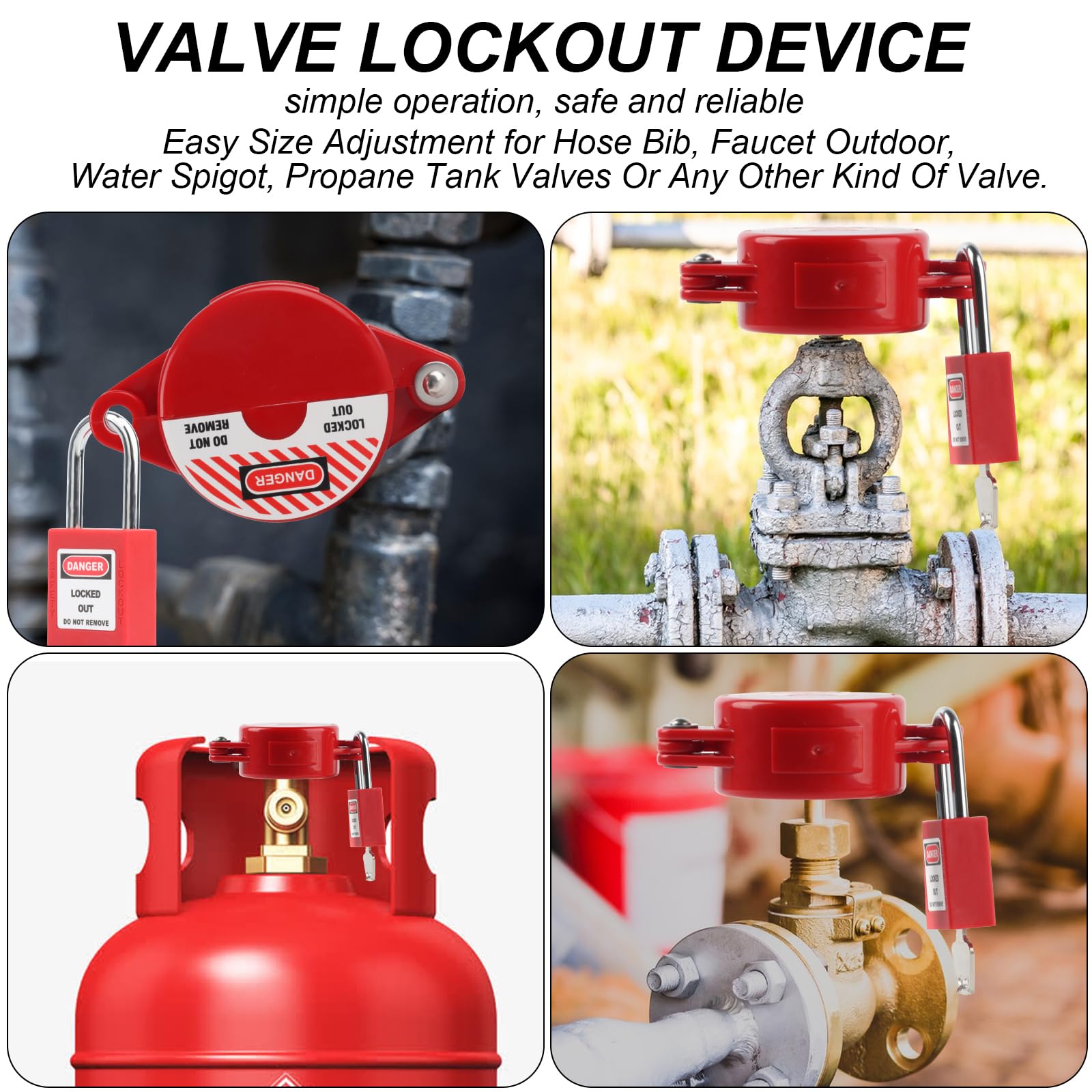 Snapklik.com : Gate Valve Lockout Device And Safety Padlock Set, Water ...