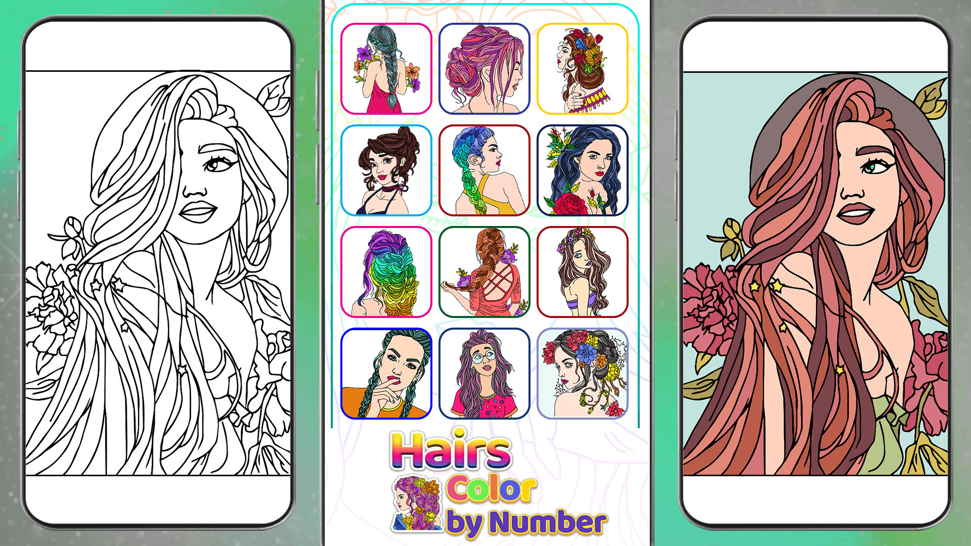Aplicación Hairs Color by Number - Girls Paint + Glitter + Crayon + Oil ...