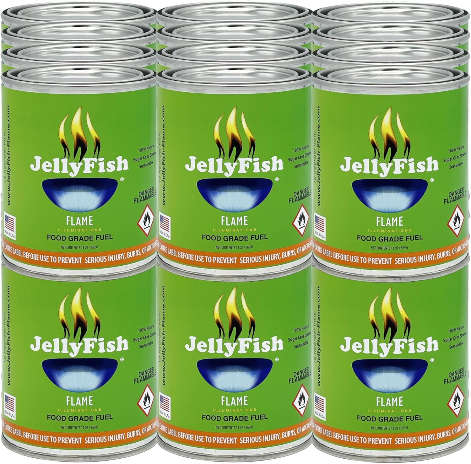 Amazon.com: Real JellyFish Flame Premium Green Gel Fuel 24 Cans (13 oz ...
