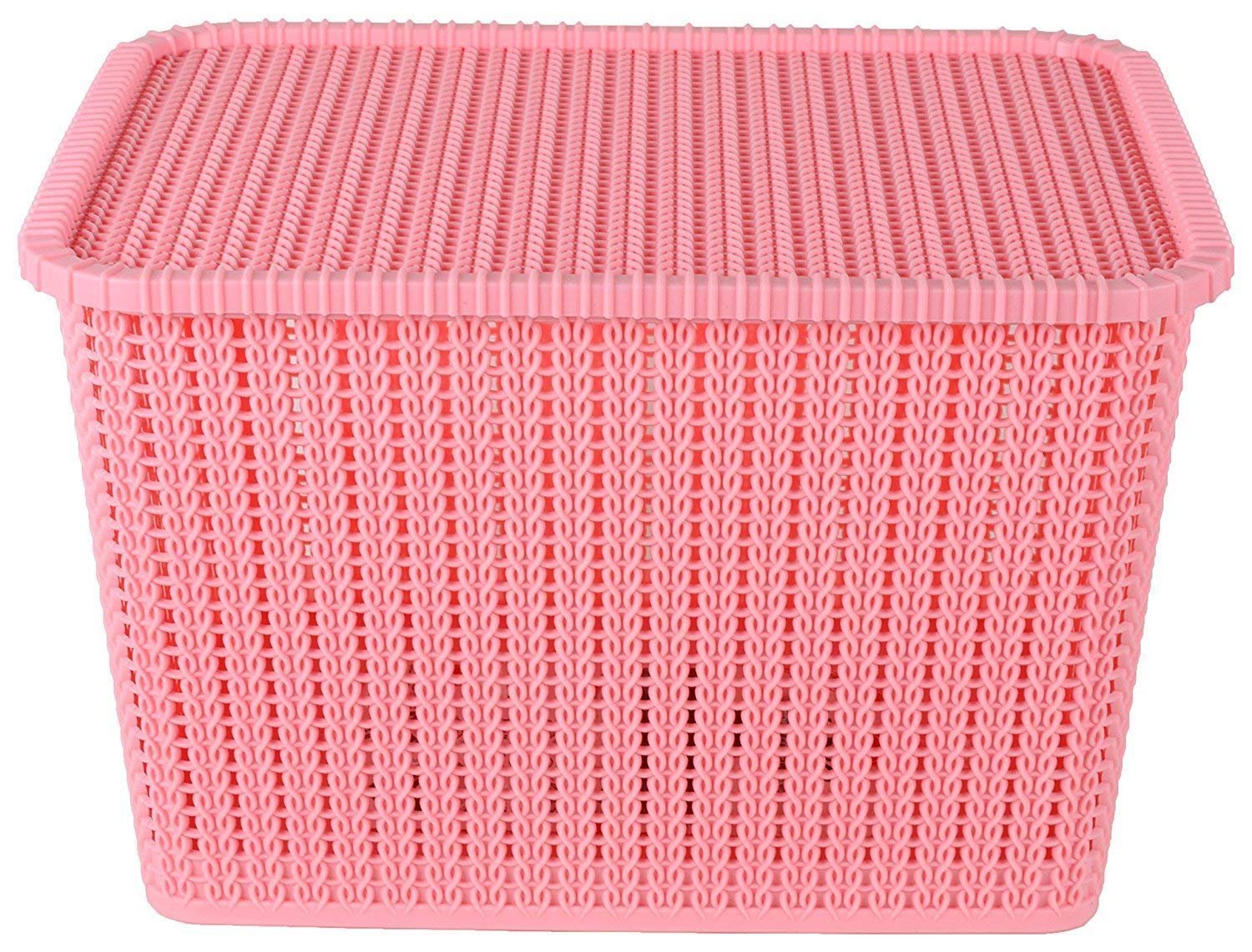 Style home Rectangular Plastic Basket Mesh Design Storage Box with Lid ...