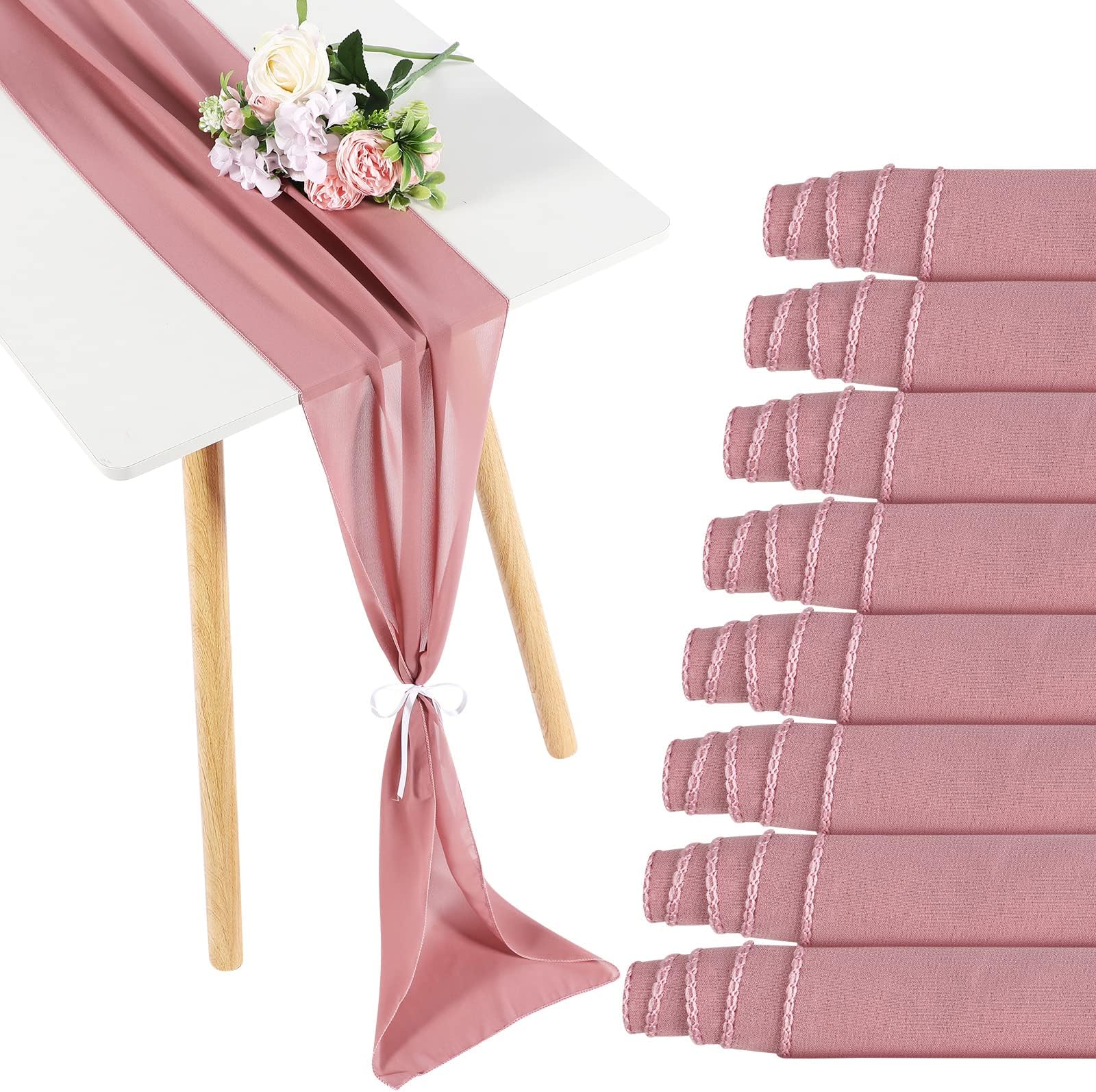 Amazon.com: Newwiee 12 Pack Chiffon Table Runner Sheer Romantic Tulle ...