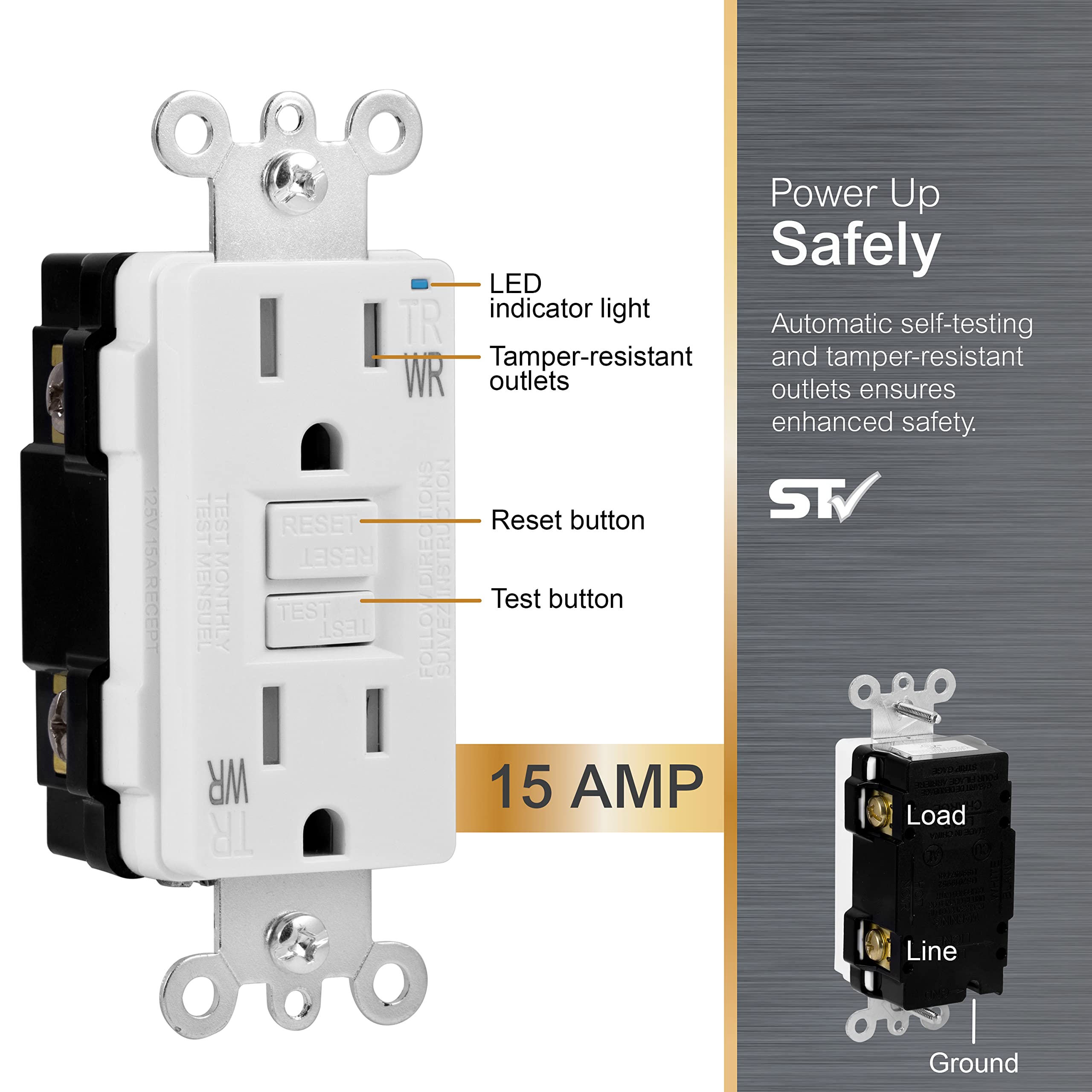 Snapklik.com : 15A GFCI Receptacle, Tamper Resistant, Weather Resistant ...