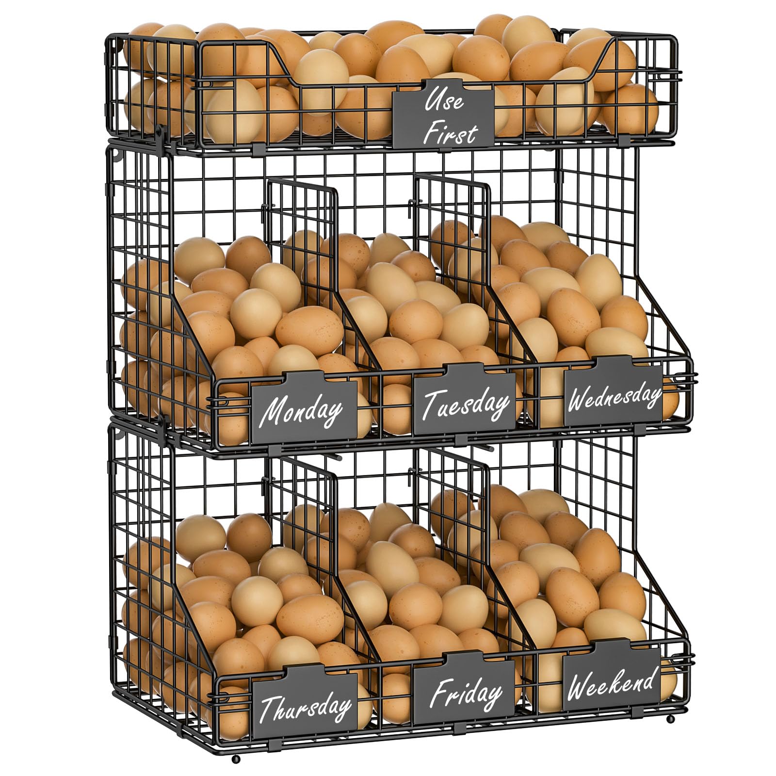 Snapklik.com : X-cosrack Egg Holder Countertop, 3 Tier Egg Rack