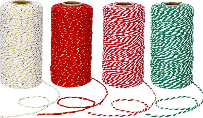 Amazon.com: Baker Twine 4 Rolls 1312 Feet Christmas Wrapping Twine Gift ...