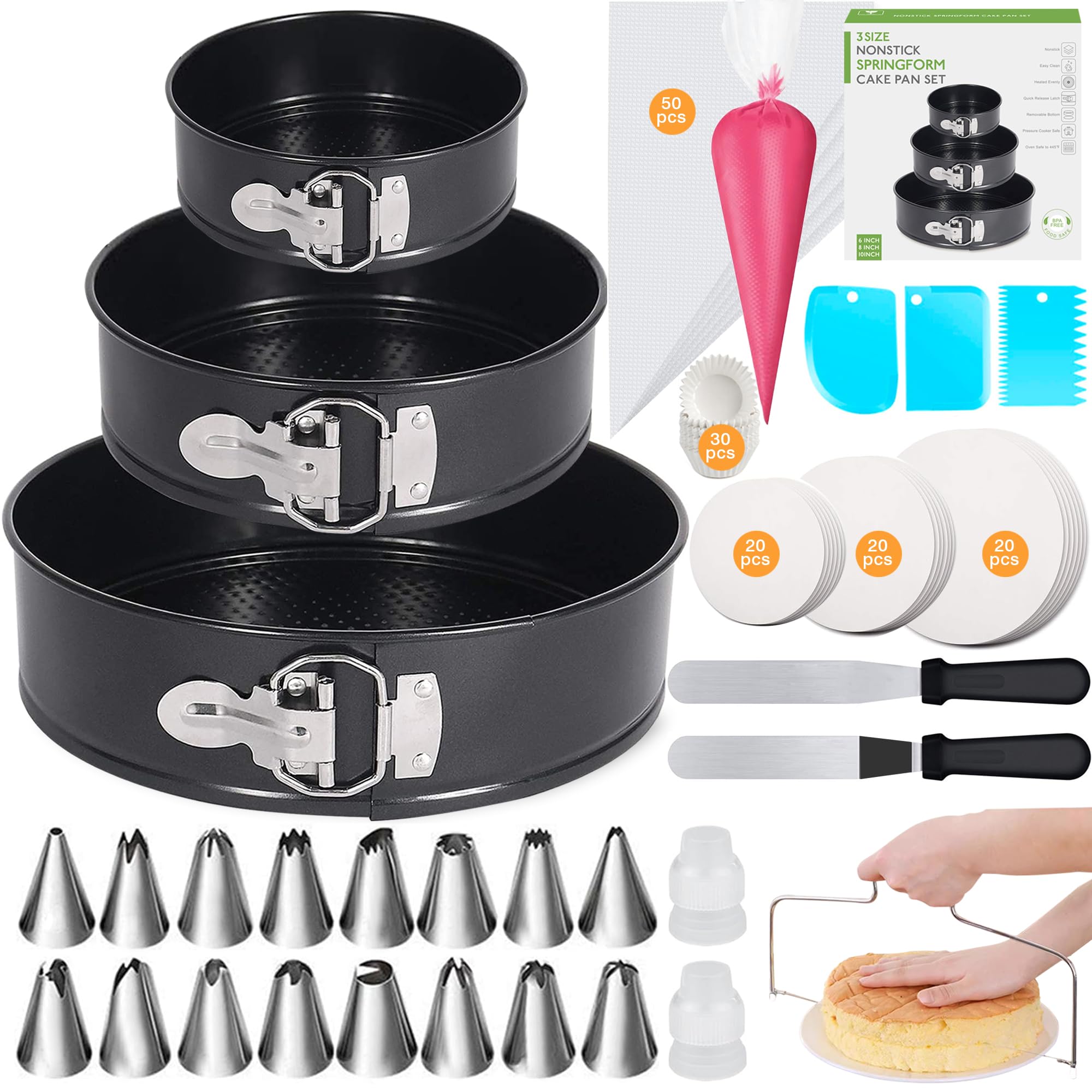 167Pcs Springform Pans Set, Nonstick Leakproof Round Cake Pans Sets ...