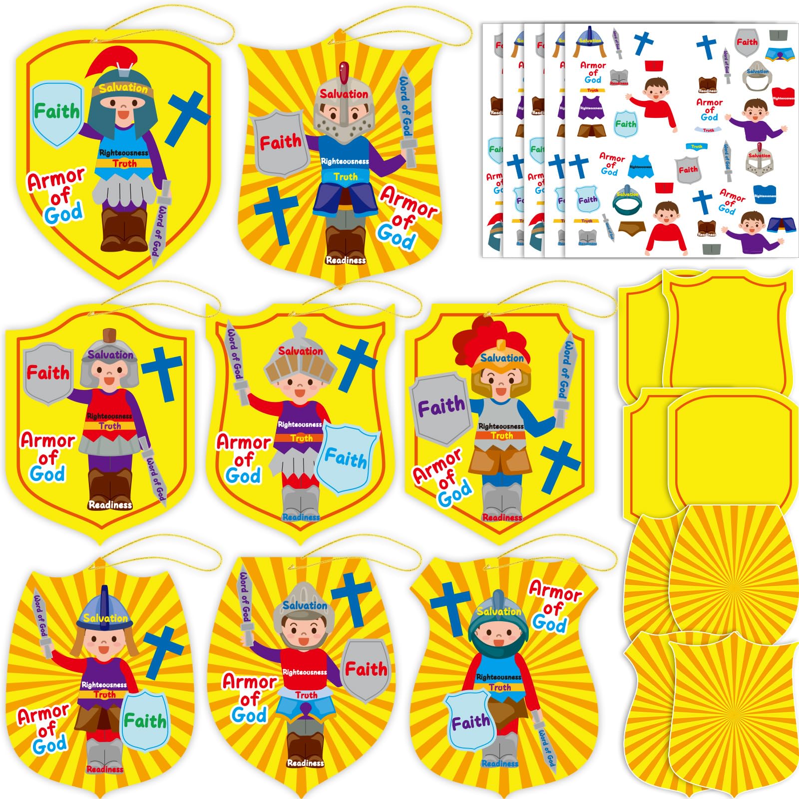 Amazon.com: Qyeahkj 48 Sets Armor of God Paper Craft Kit for Kids ...