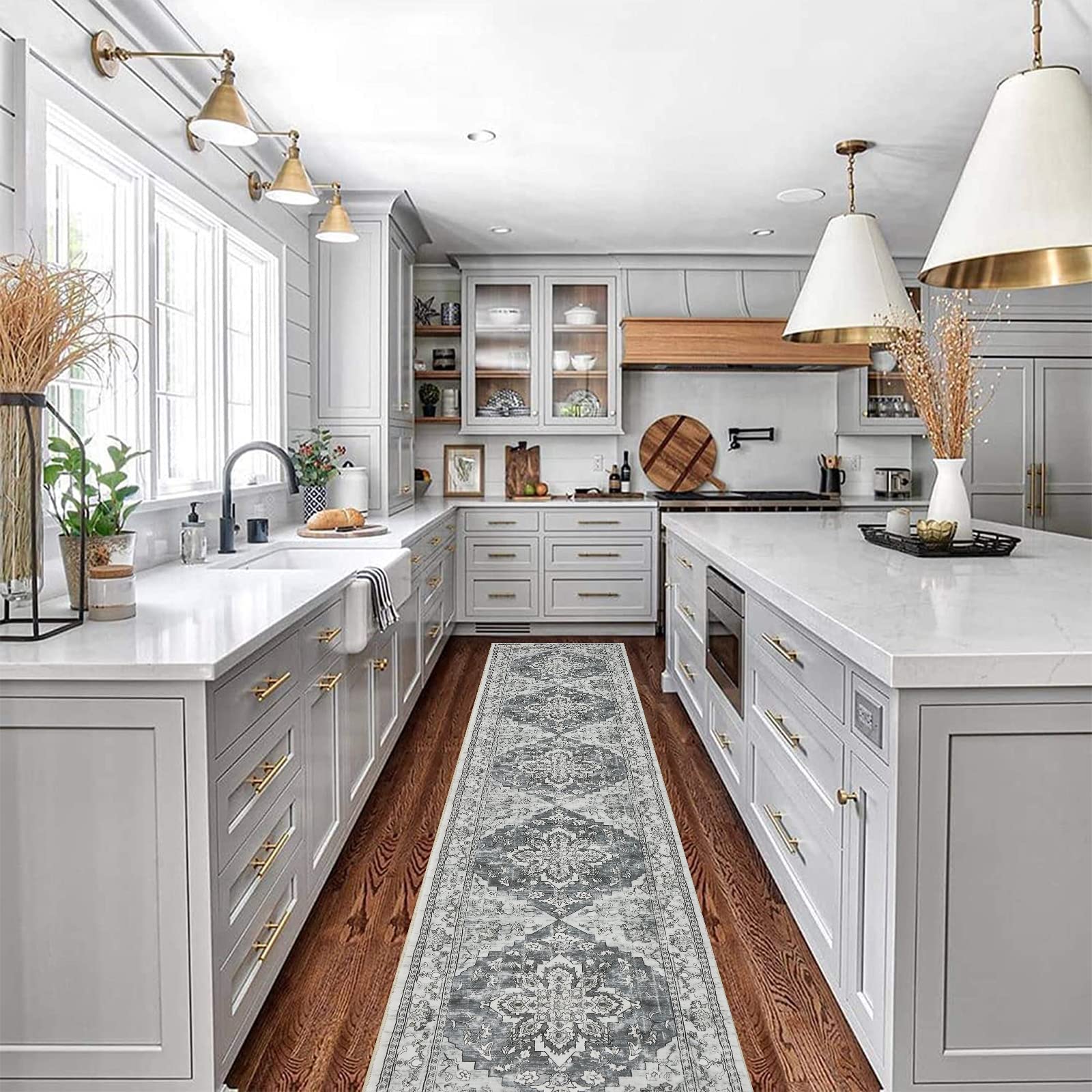 Bsmathom Retro Distressed Runner Rug 2x10, Non-Slip Non-Shedding ...