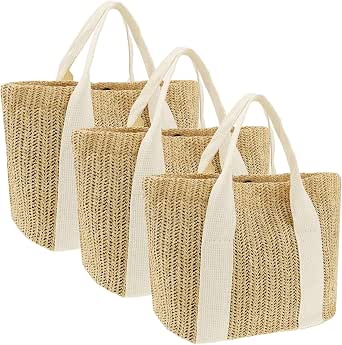 Amazon.com: Tcwhniev 3Pcs Straw Beach Bags for Women, Women Beach ...