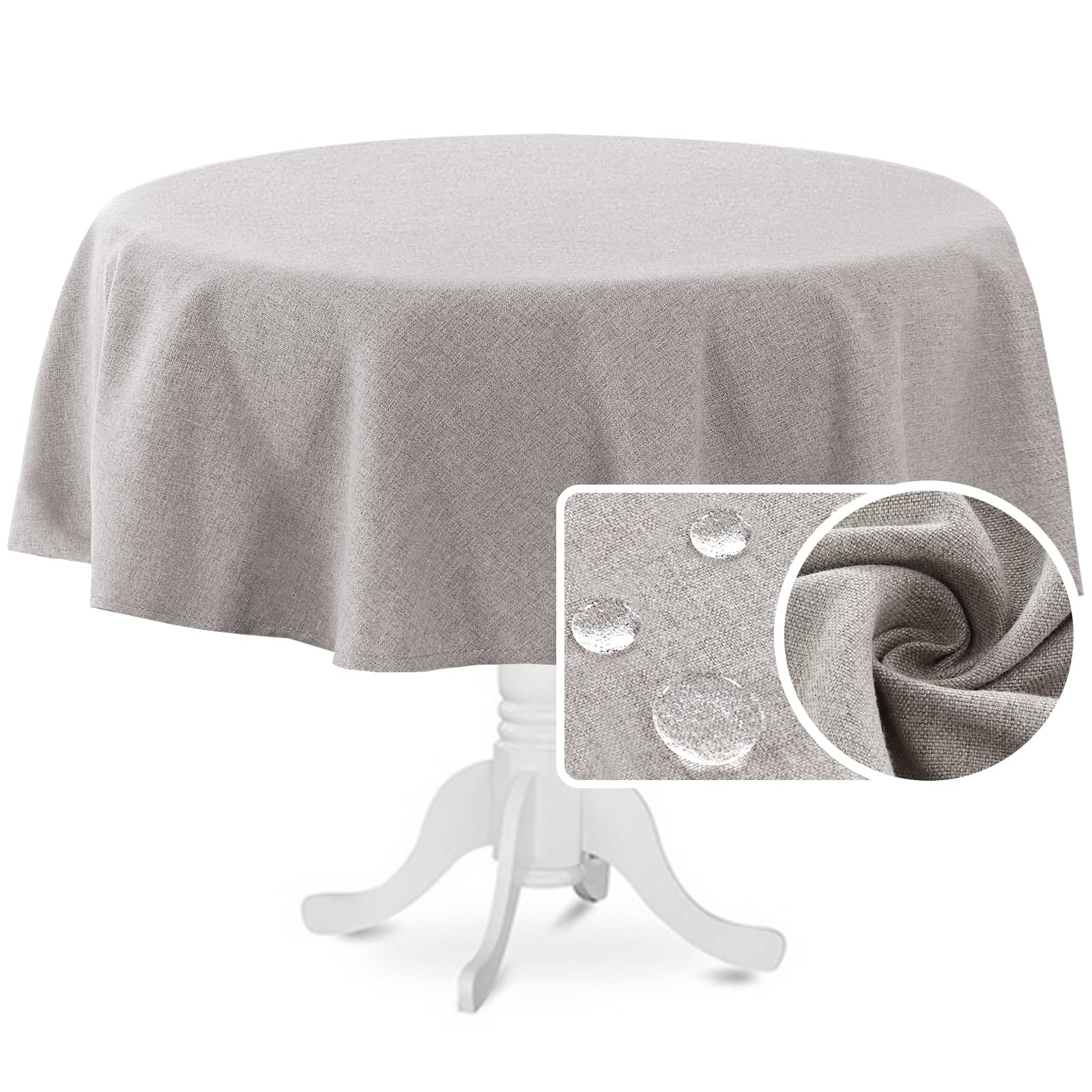 H.VERSAILTEX Round Linen Textured Table Cloth Thick Fabric Wrinkle Free ...