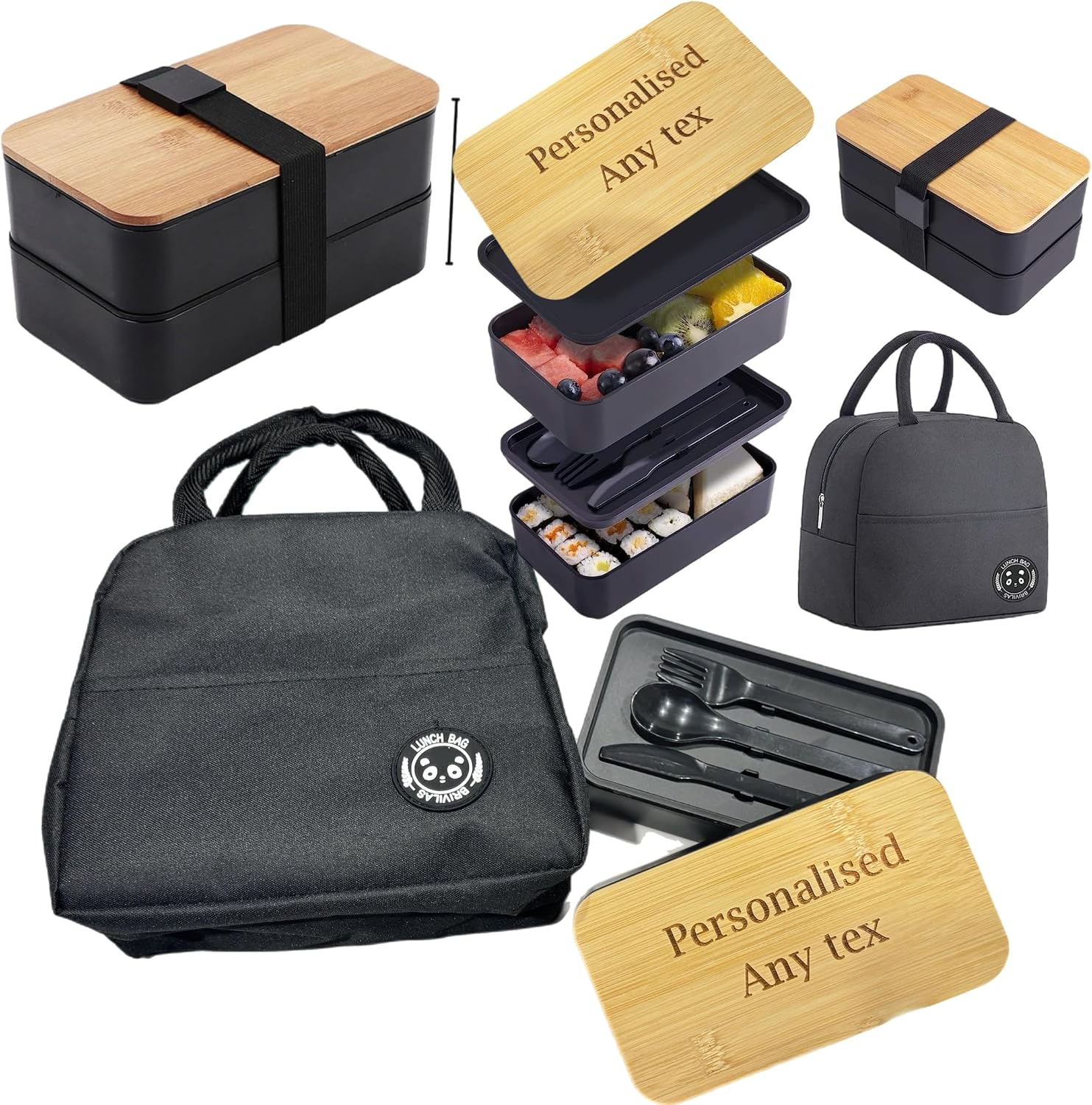 Personalised Lunch Box with Engraved Bamboo Lid – Laser Engraving Food ...