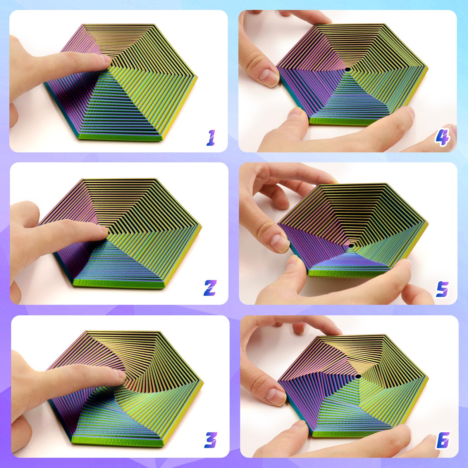 Snapklik.com : Fractal Fidget Hexagon Toys Kinetic Desk Spinning, Cube ...