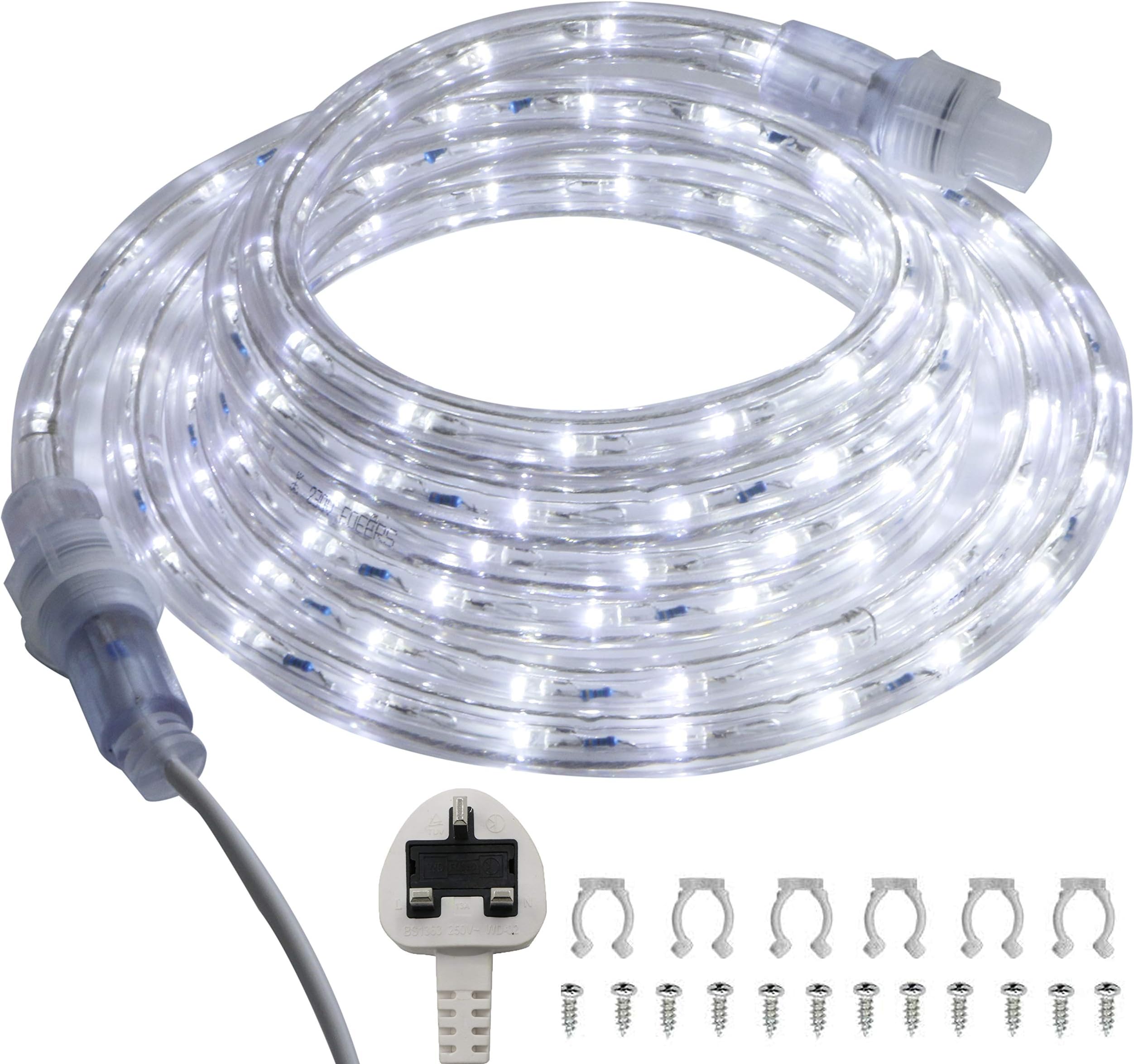 FOEERS LED Rope Lights,3m/10FT Outdoor Tube String Lights with Plug in ...