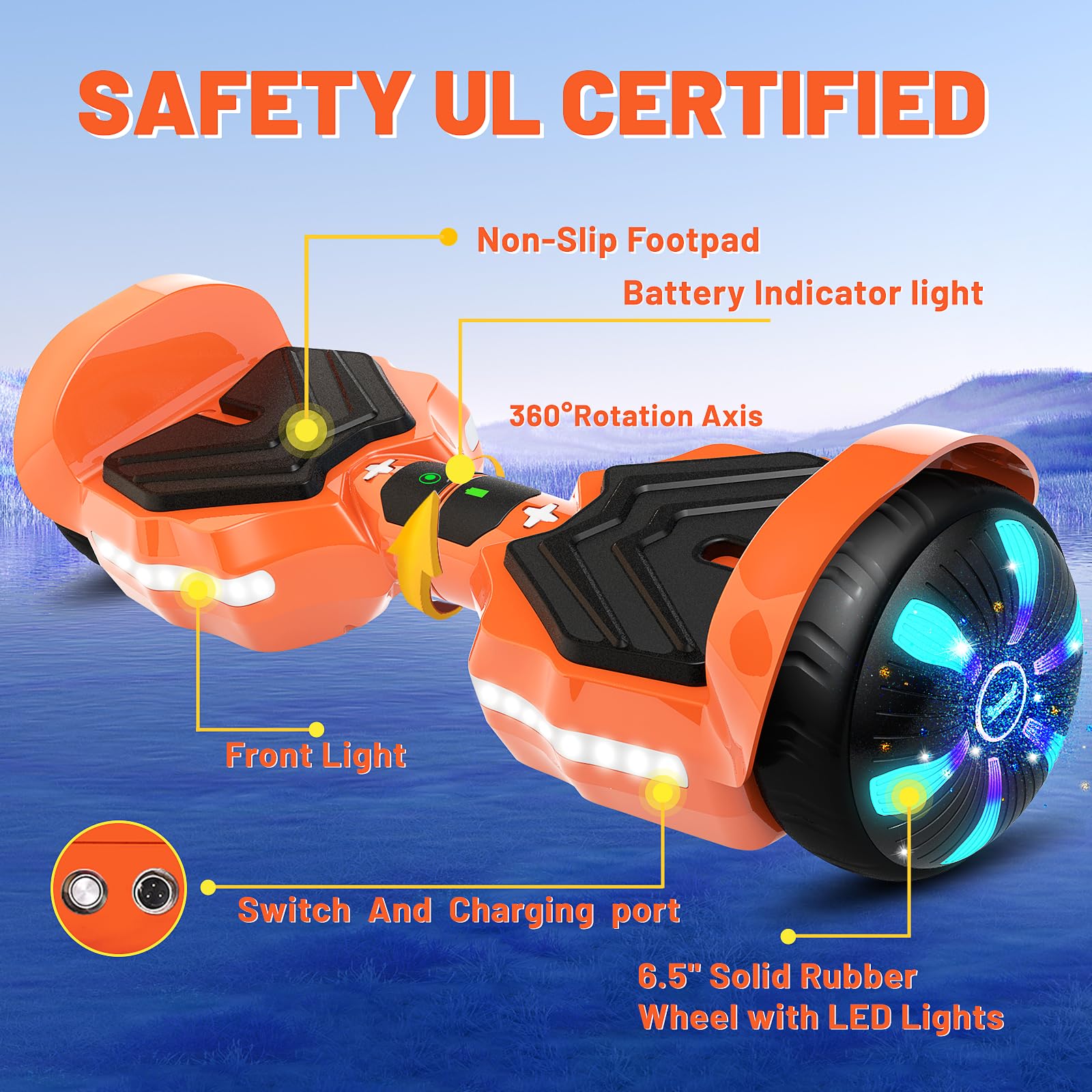 SIMATE Scooter - 6.5" Self Balancing Hoover Board with LED Light-Up ...