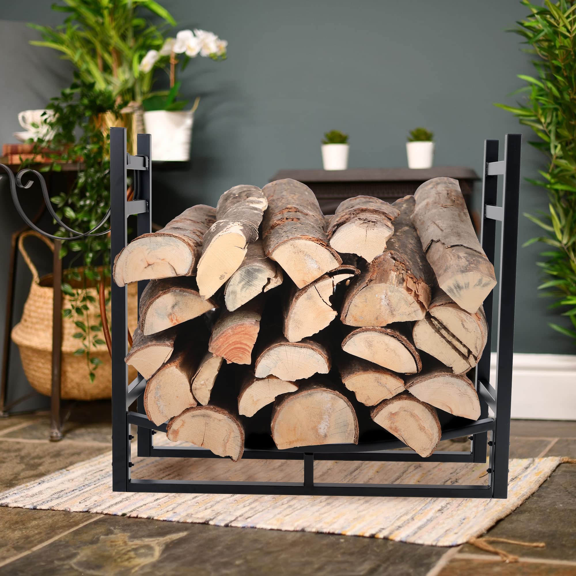 Sunnydaze Decor 32 Indoor/Outdoor Fireside Log Rack With Tool Holders ...