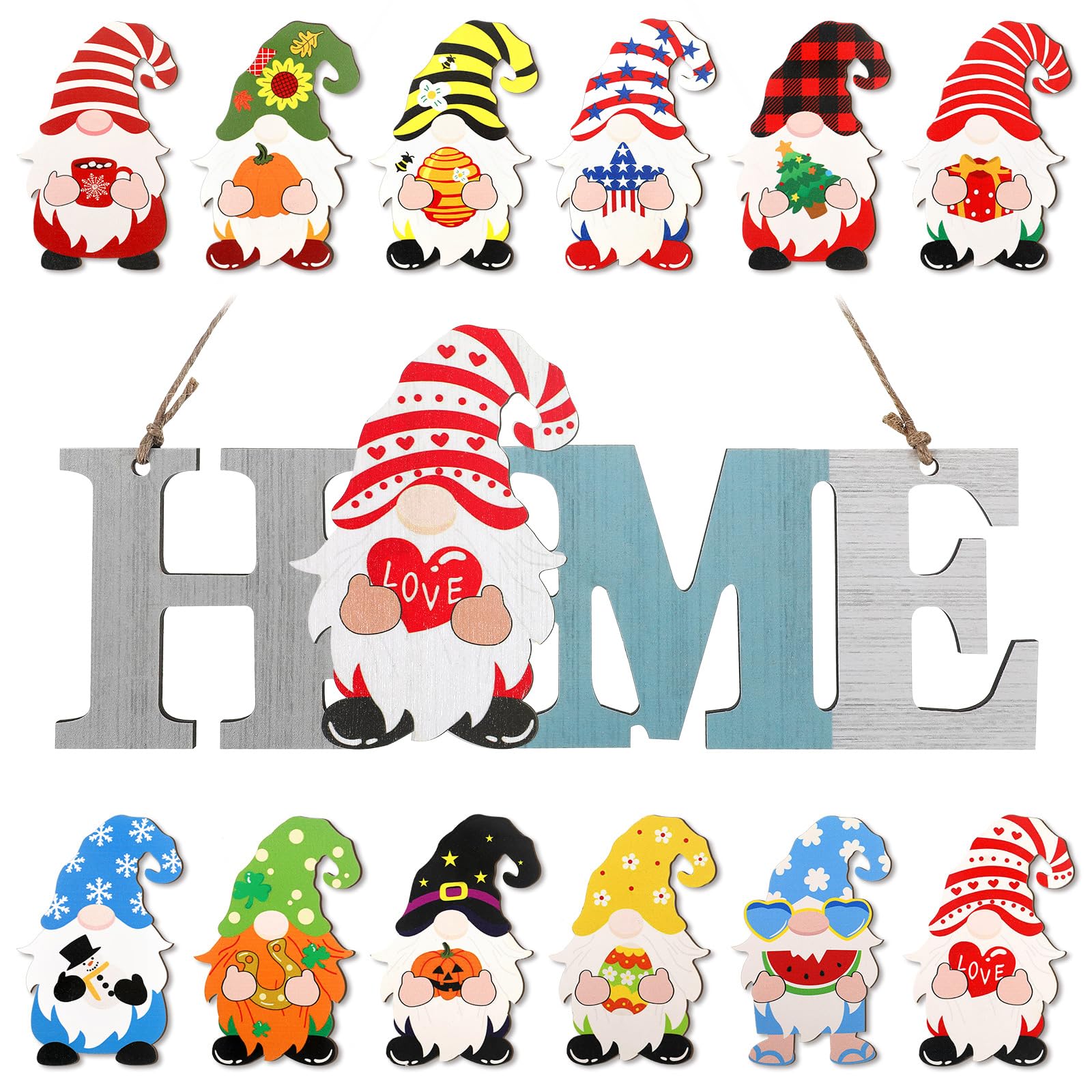 Amazon.com: Purpeak Valentine's Day Interchangeable Gnome Home Sign ...