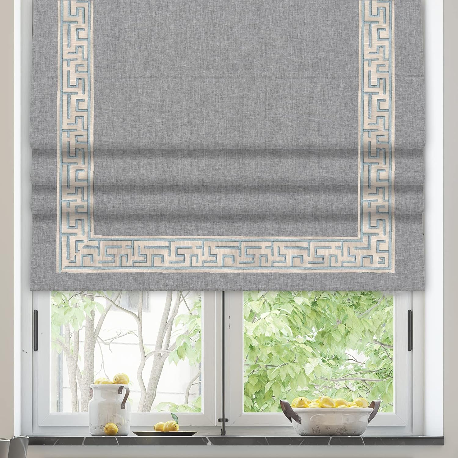 Amazon.com: Blackout Roman Shades, Cordless Grey Roman Shades, Blue ...