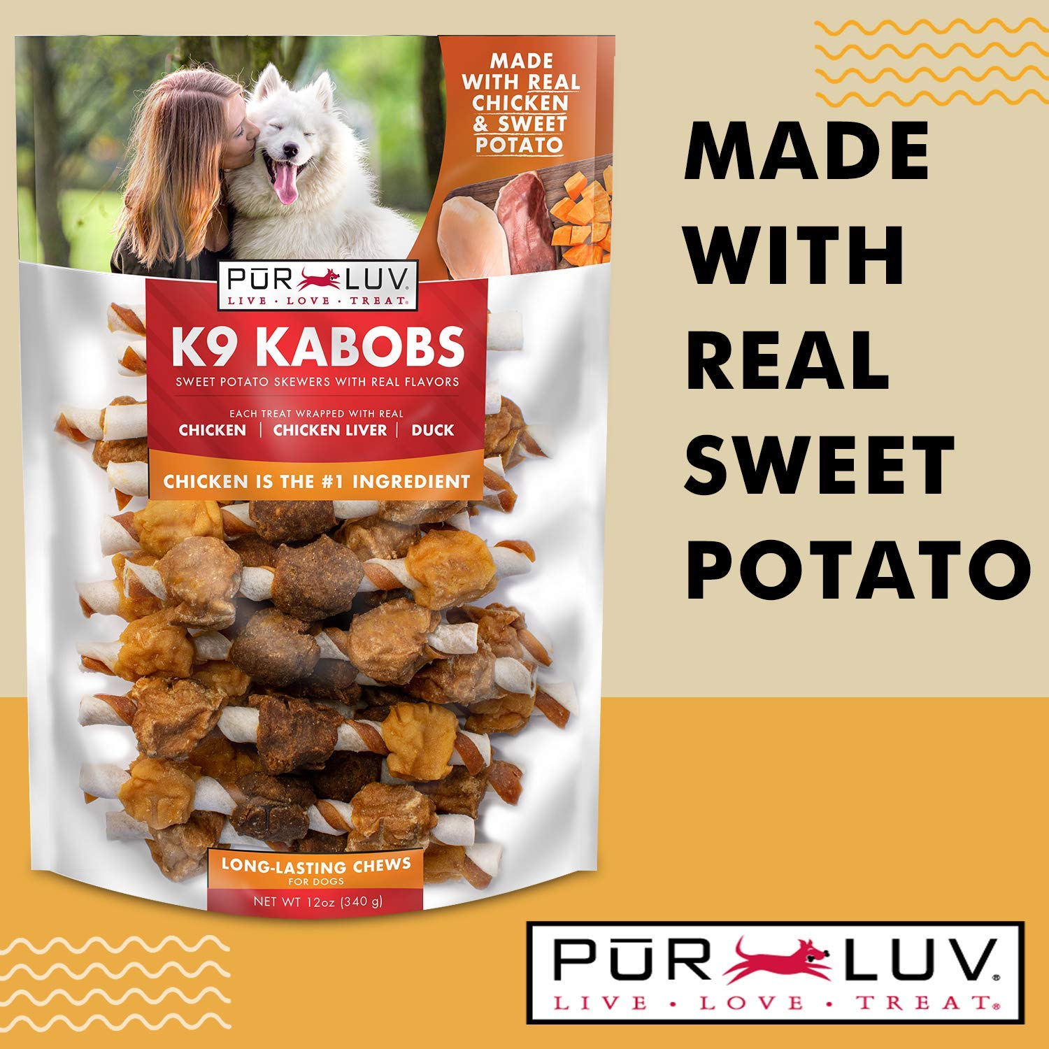 Buy Pur Luv K9 Kabob Real Chicken, Duck, and Sweet Potato Dog Treats ...