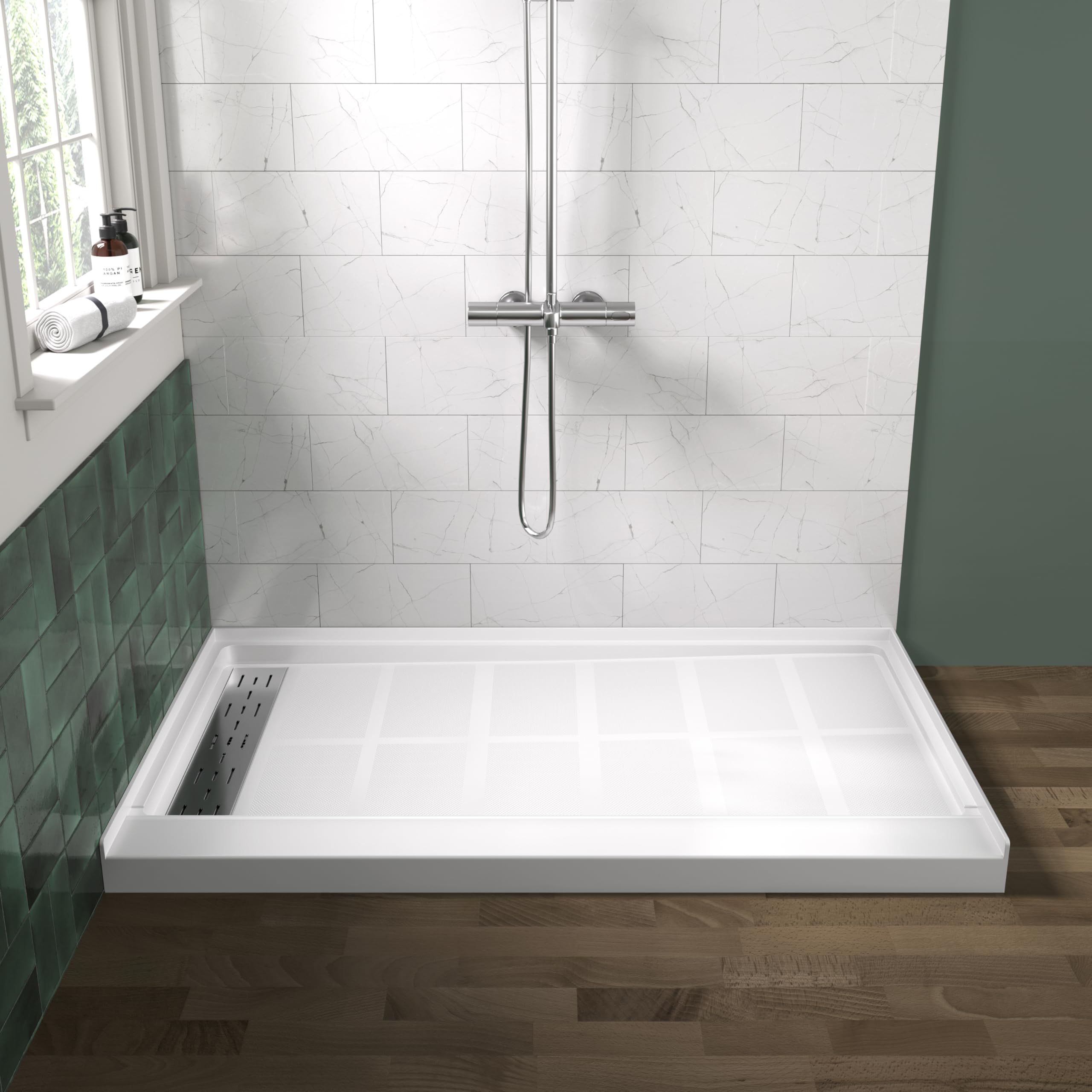 ACE DECOR Left Drain Shower Base 60" L x 36" W x 4" H Anti-slip ...