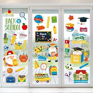 Amazon.com: NBjiuyin 8 Sheets Back to School Window Clings - Reusable ...