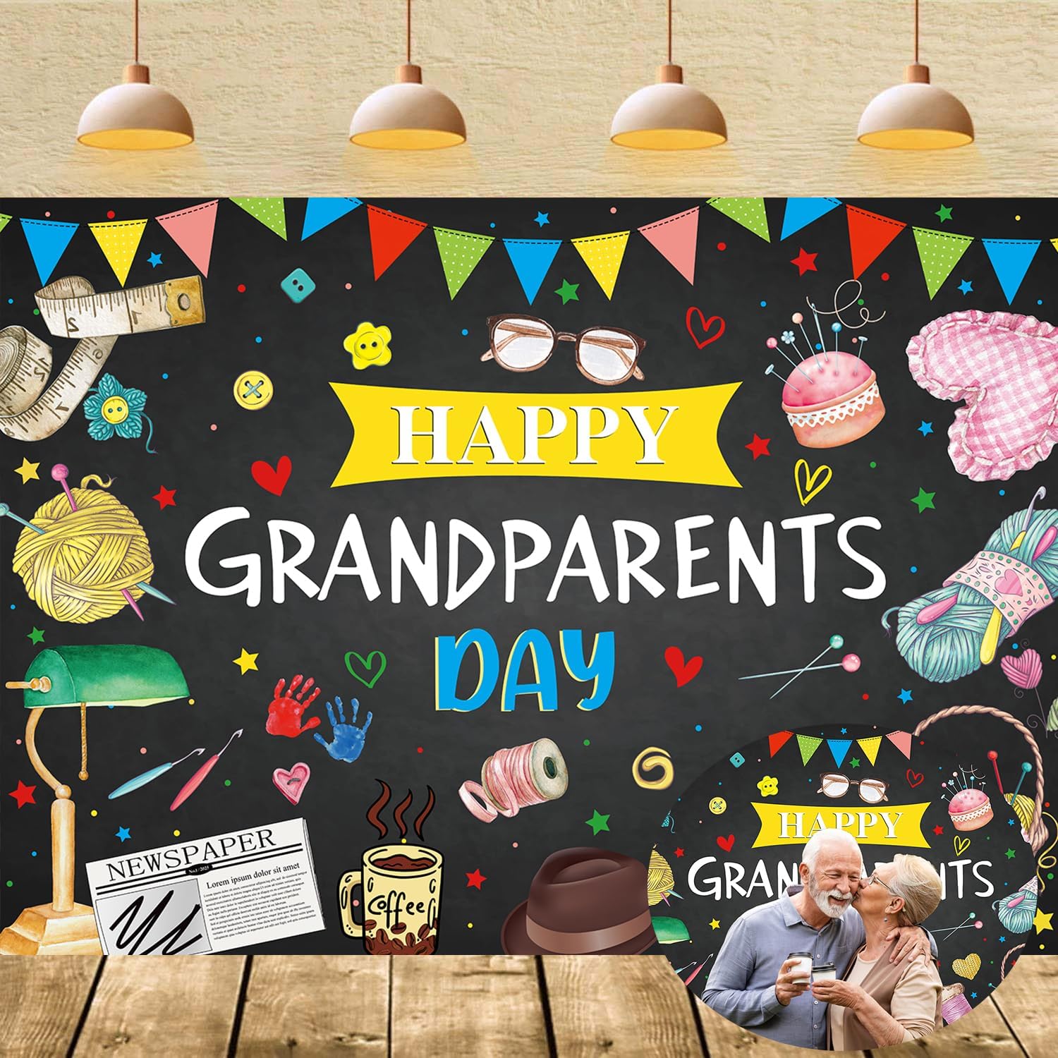 Amazon.com : Happy Grandparents Day Banner Backdrop 7x5FT Best ...