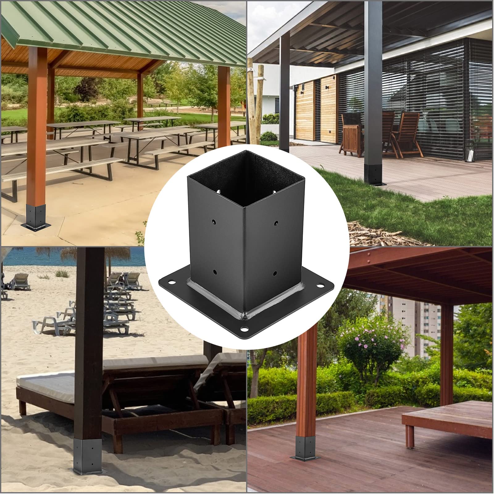 Wilkblck 4×4" Post Base 4PCS Stainless Steel Brackets Woodworks Pergola ...