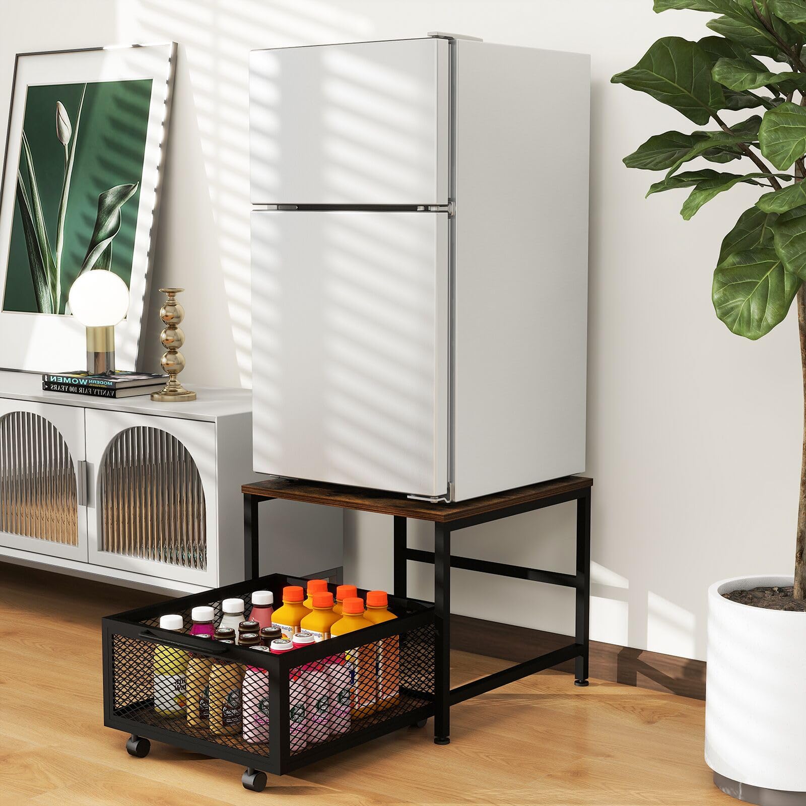 Amazon.com: vomavex Mini Fridge Stand with Storage, Mini Refrigerator ...