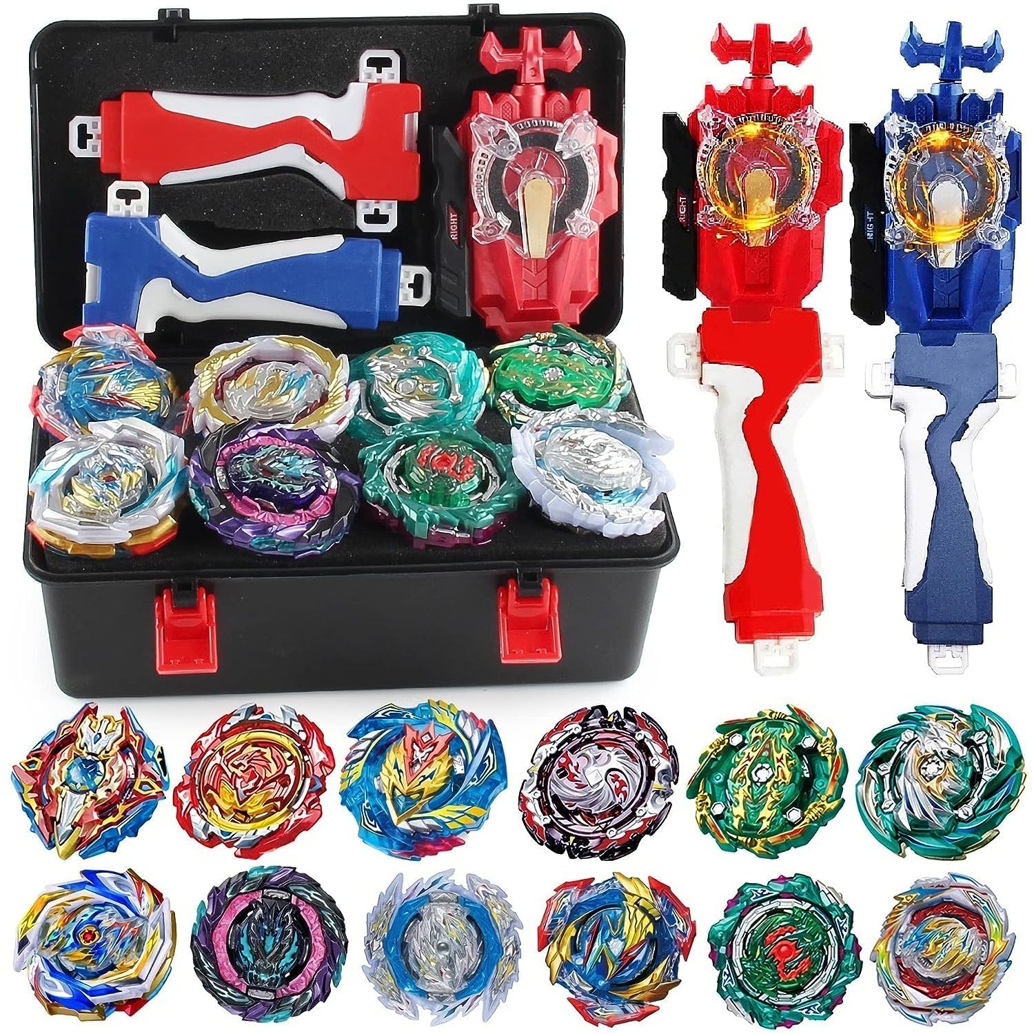 GiGimelon Battling Tops Box Set, Burst Gyro Toys 12 Spinning Tops + 2 ...