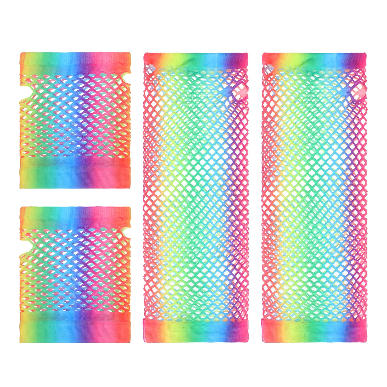 Amazon.com: Mabor 2 Pairs Rainbow Fishnets Fingerless Gloves, Long ...
