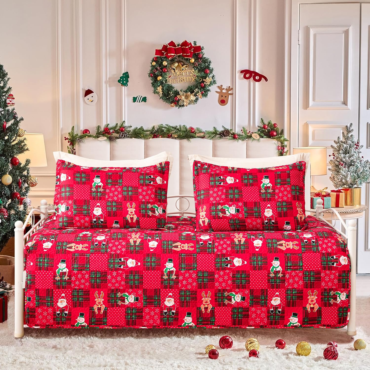Amazon.com: Xmas Daybed Cover Twin Size Cozy Daybed Sets Christmas ...