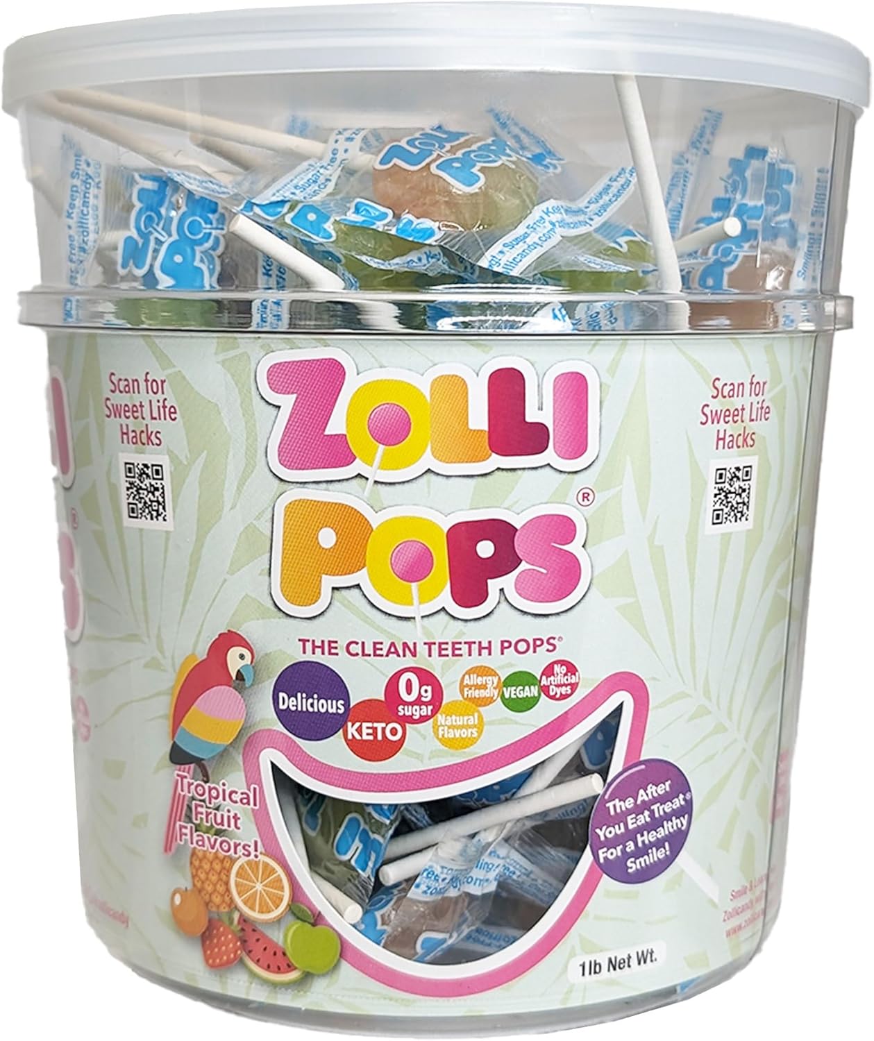 Zollipops Clean Teeth Lollipops, Tropical Flavors, 16 Ounce : Amazon ...